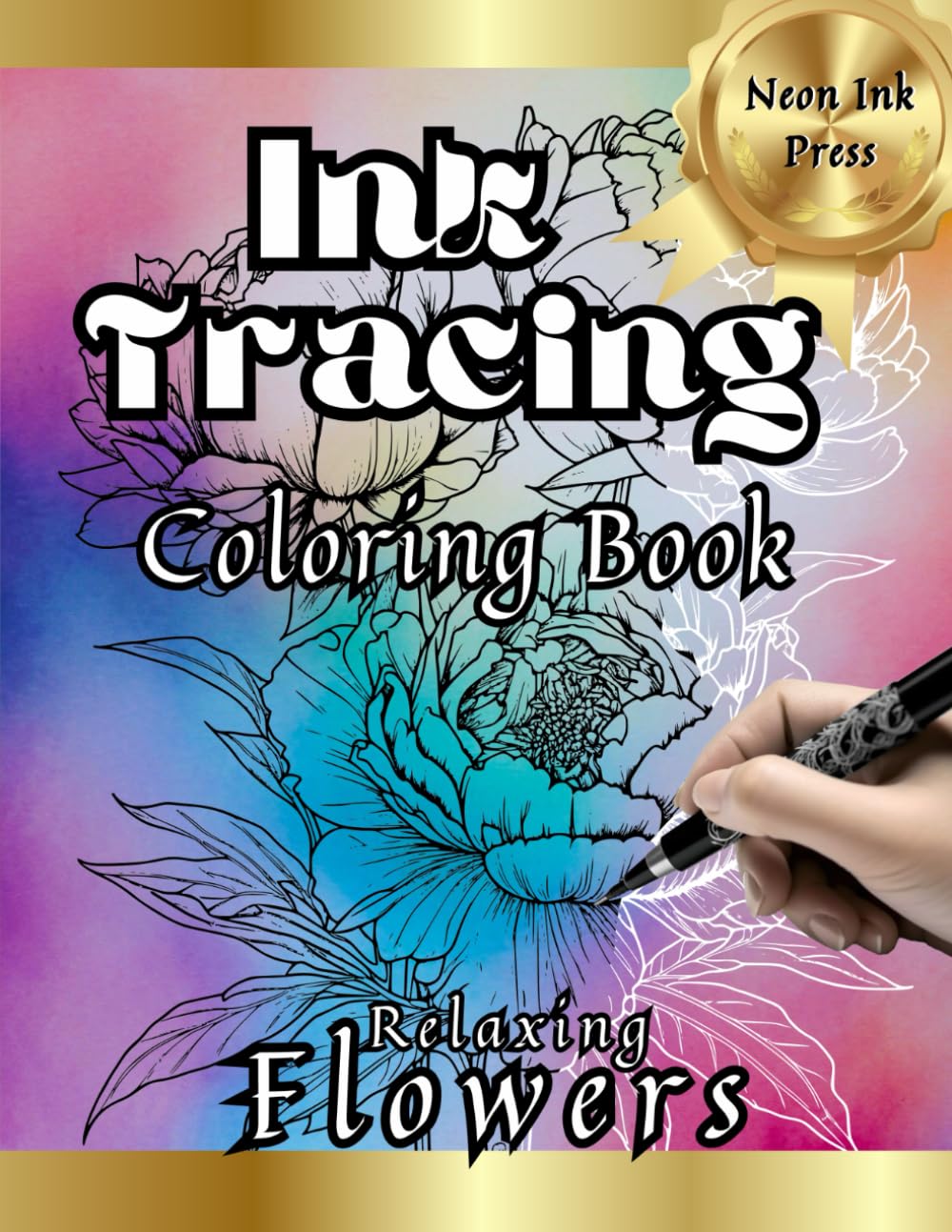 Amazon.com: Ink Tracing Coloring Book: Relaxing Flowers: Anxiety Relief ...