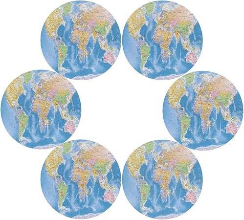 Amazon.com: Globe World Map Round Placemats Set of 6 for Dining Table ...