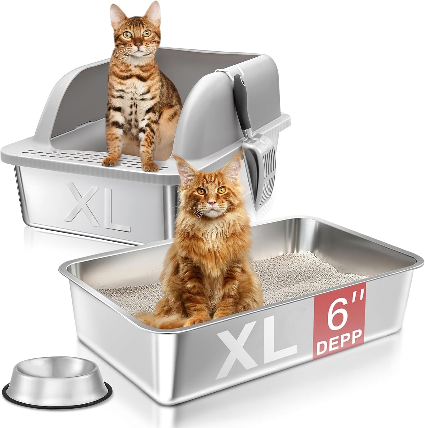 Amazon.com : 24'' x 16'' x 12'' Grey Stainless Steel Cat Litter Box ...
