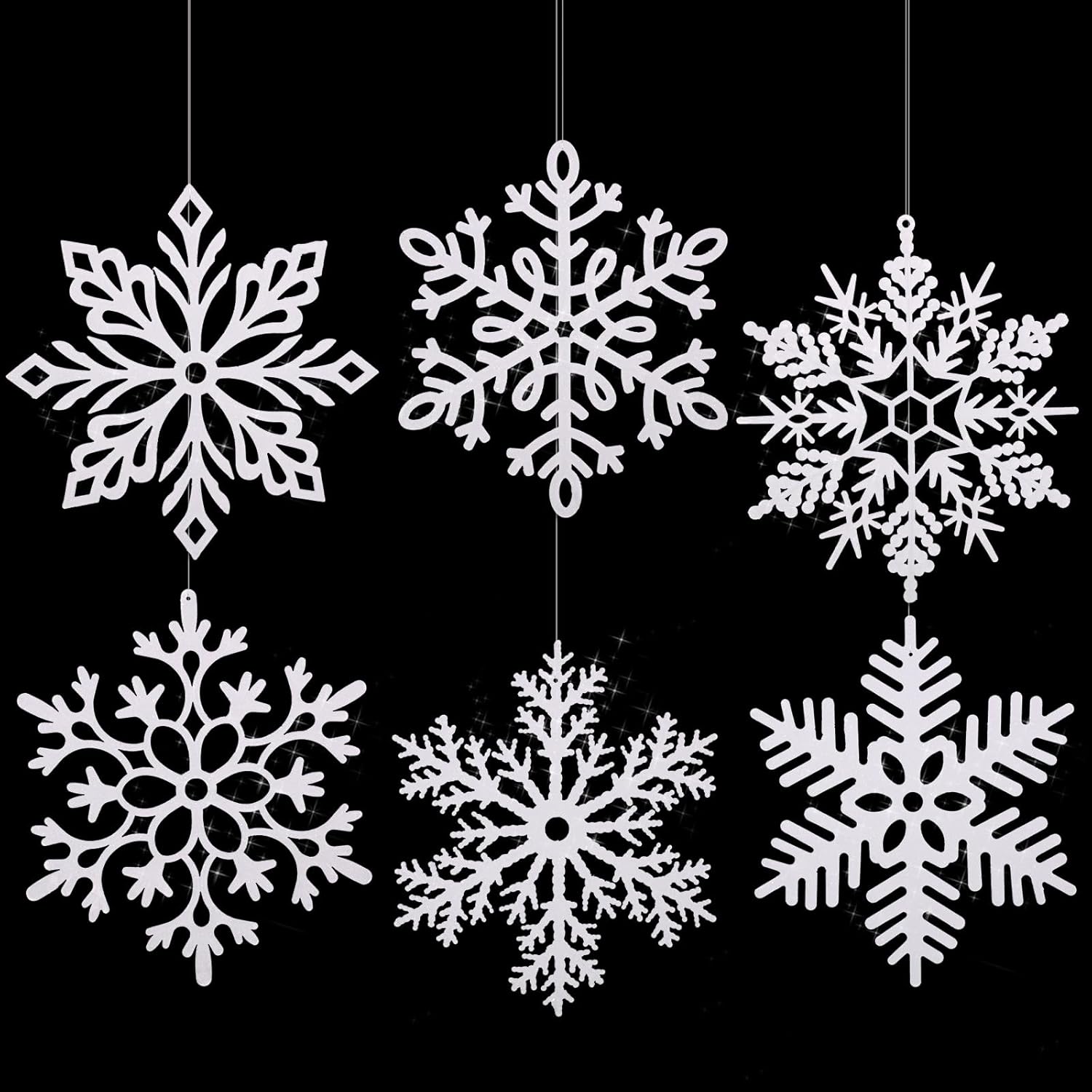 Amazon.com: Sratte 16 Inch Large Snowflake Ornaments Giant Glitter ...