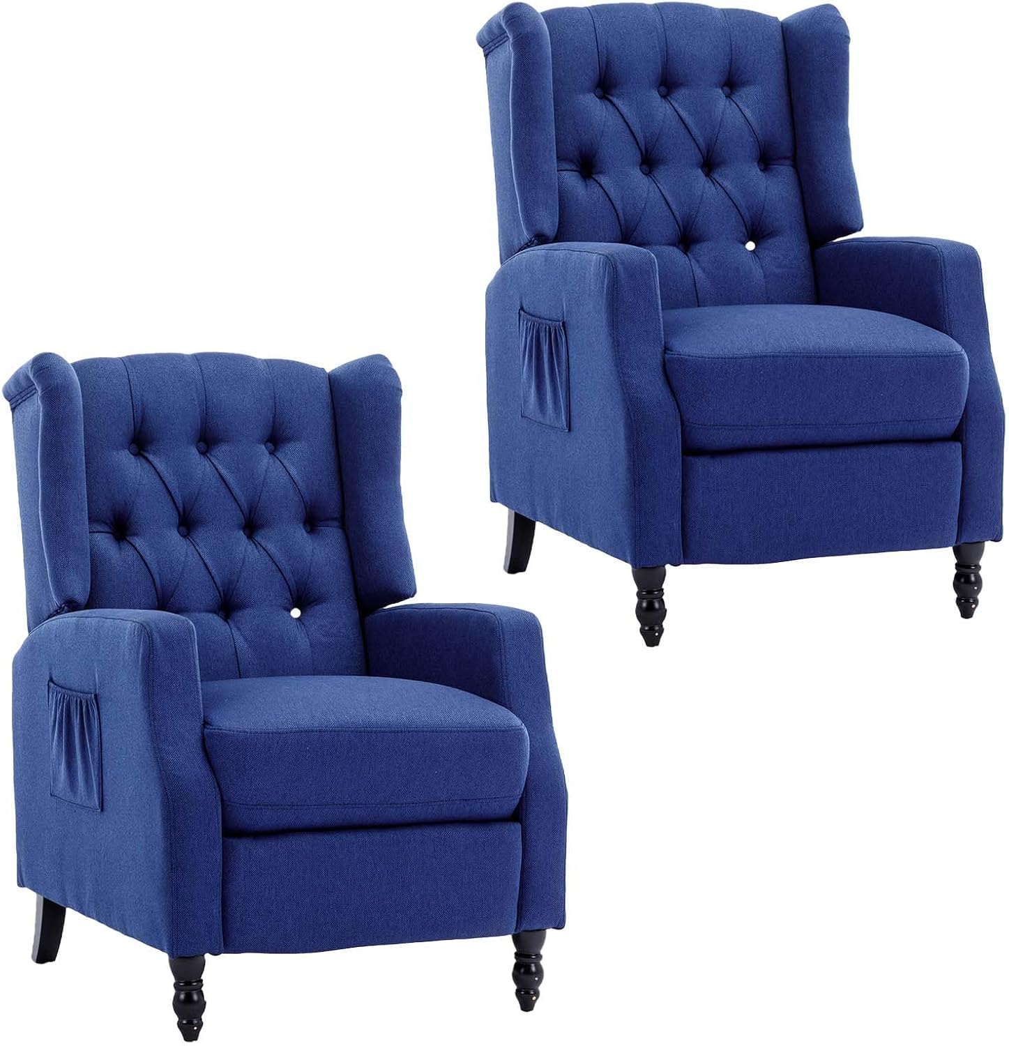 Amazon.com: KINFFICT Wingback Recliner Chair Set of 2, Mid Century Push ...