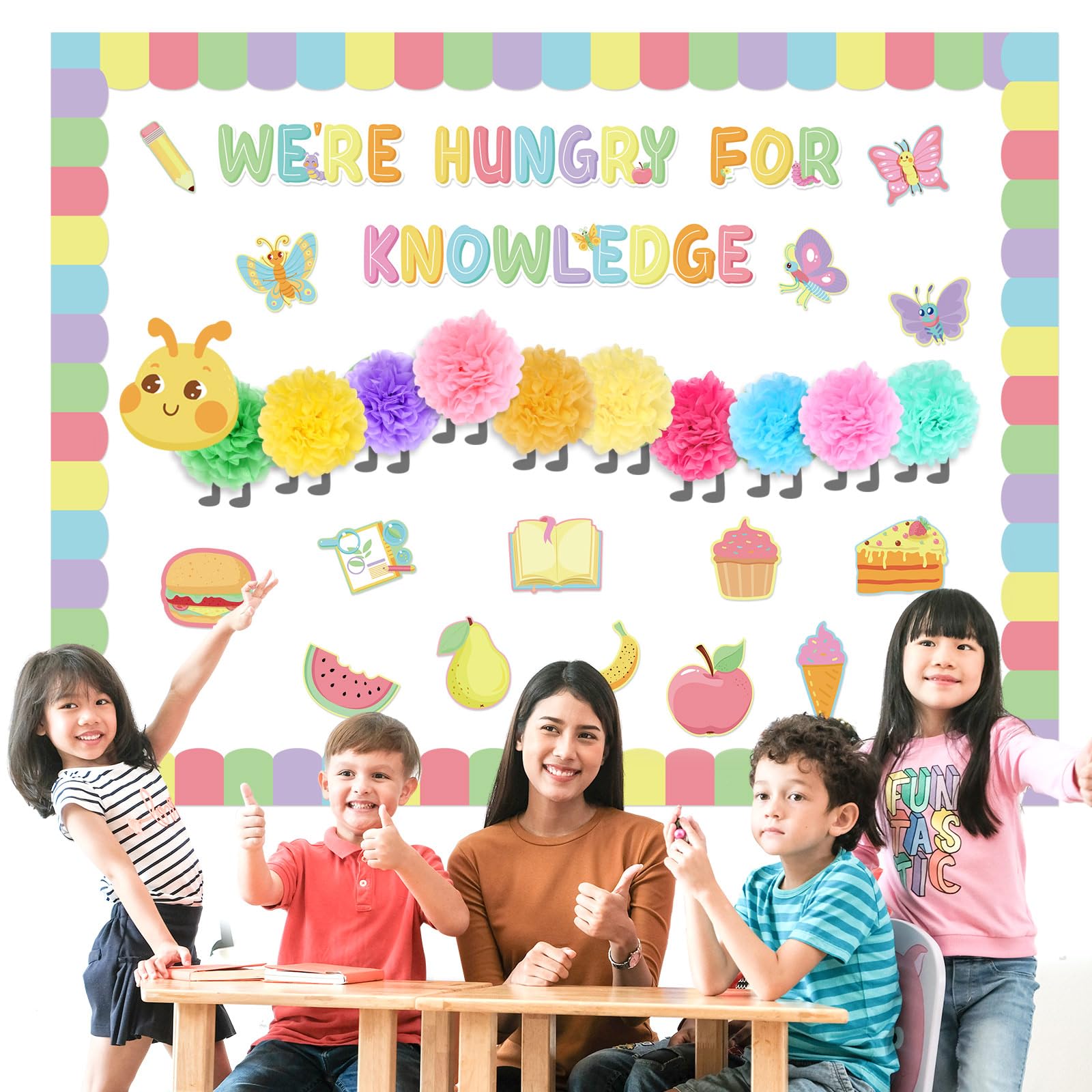 Snapklik.com : 3D Pastel Caterpillar Bulletin Board Decoration Set ...