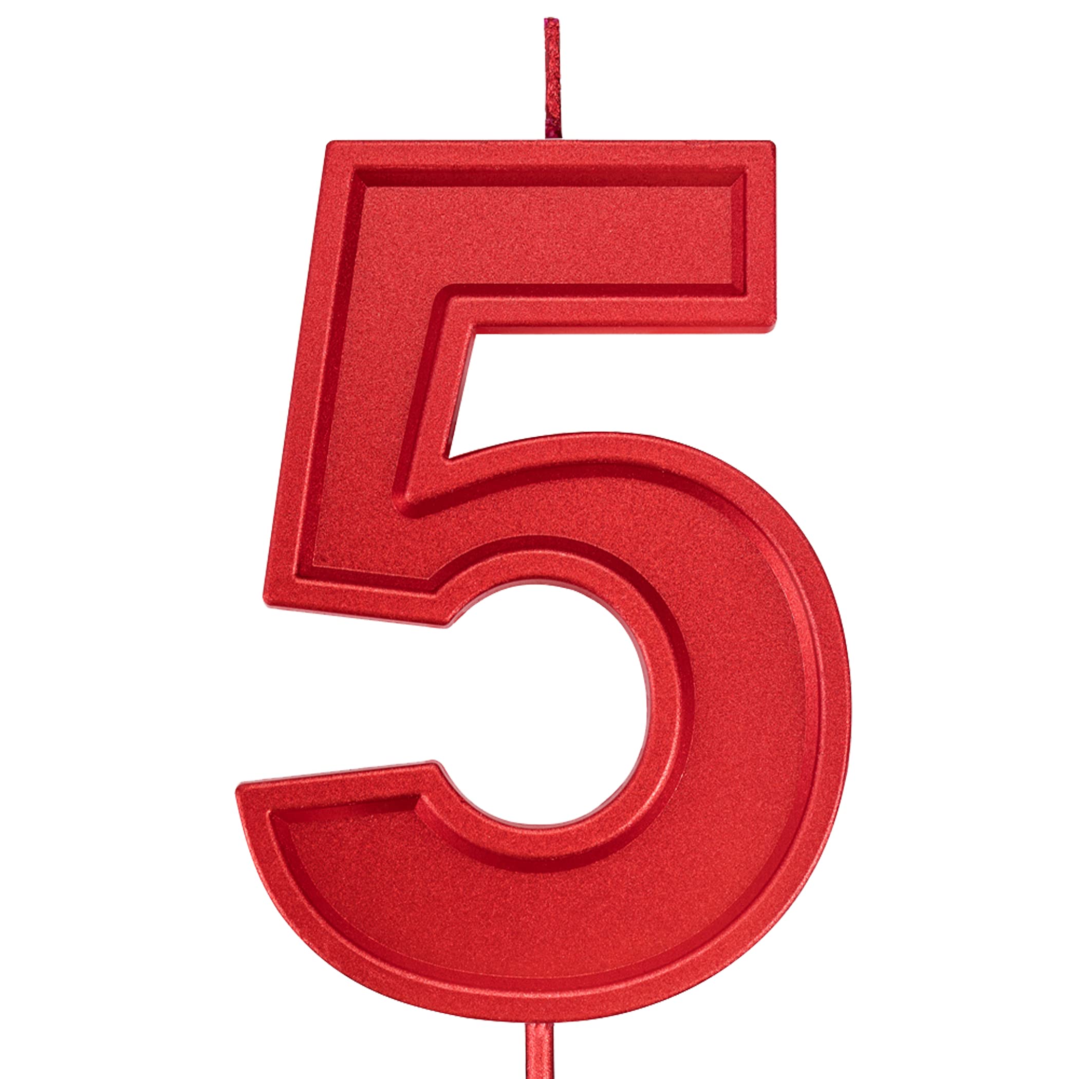 Amazon.com: 3.93in Big Size Happy Birthday Metallic Red 5 Candles, Red ...