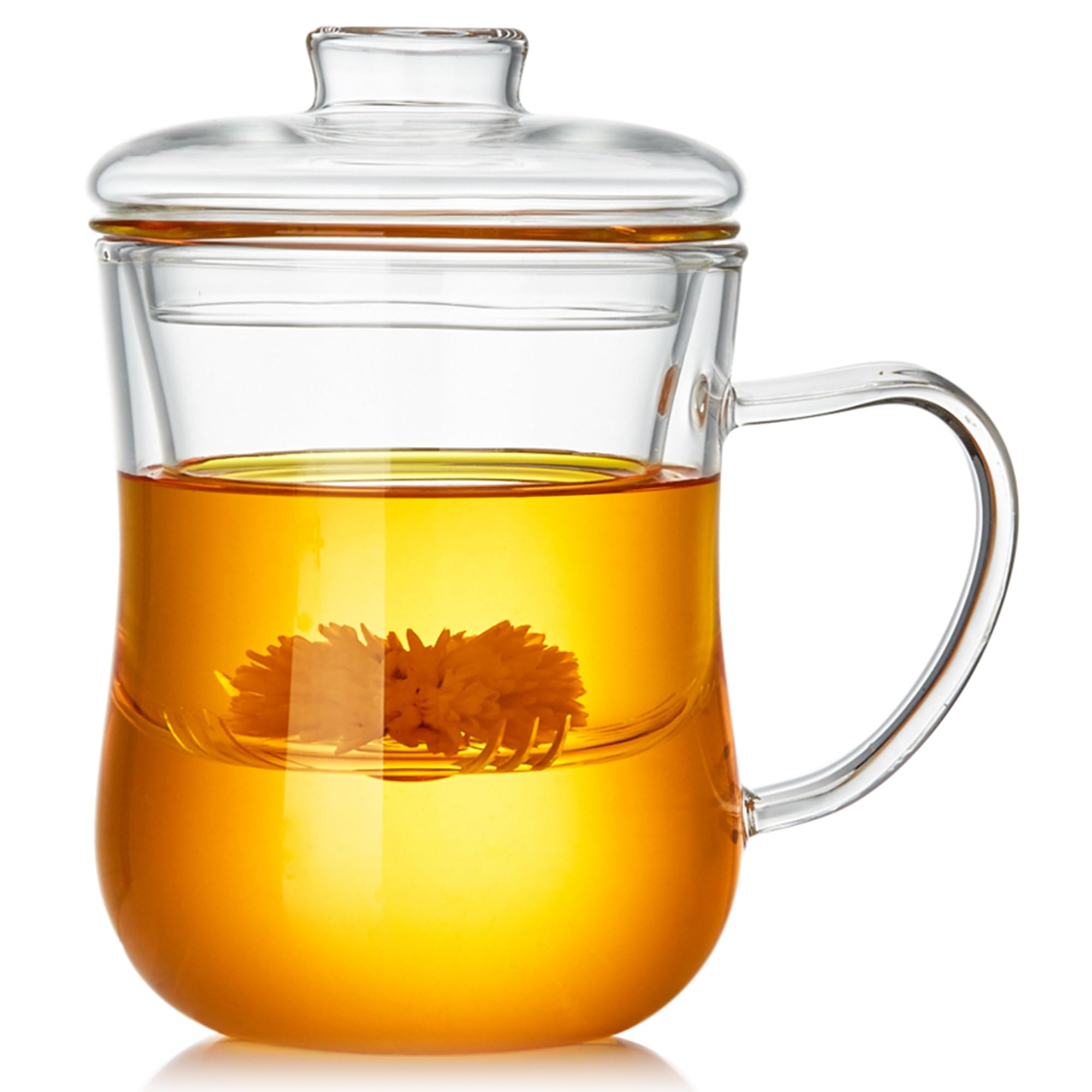 Amazon.com: Unbreakable Glass Tea Cup with Infuser and Lid - 14oz Tea ...