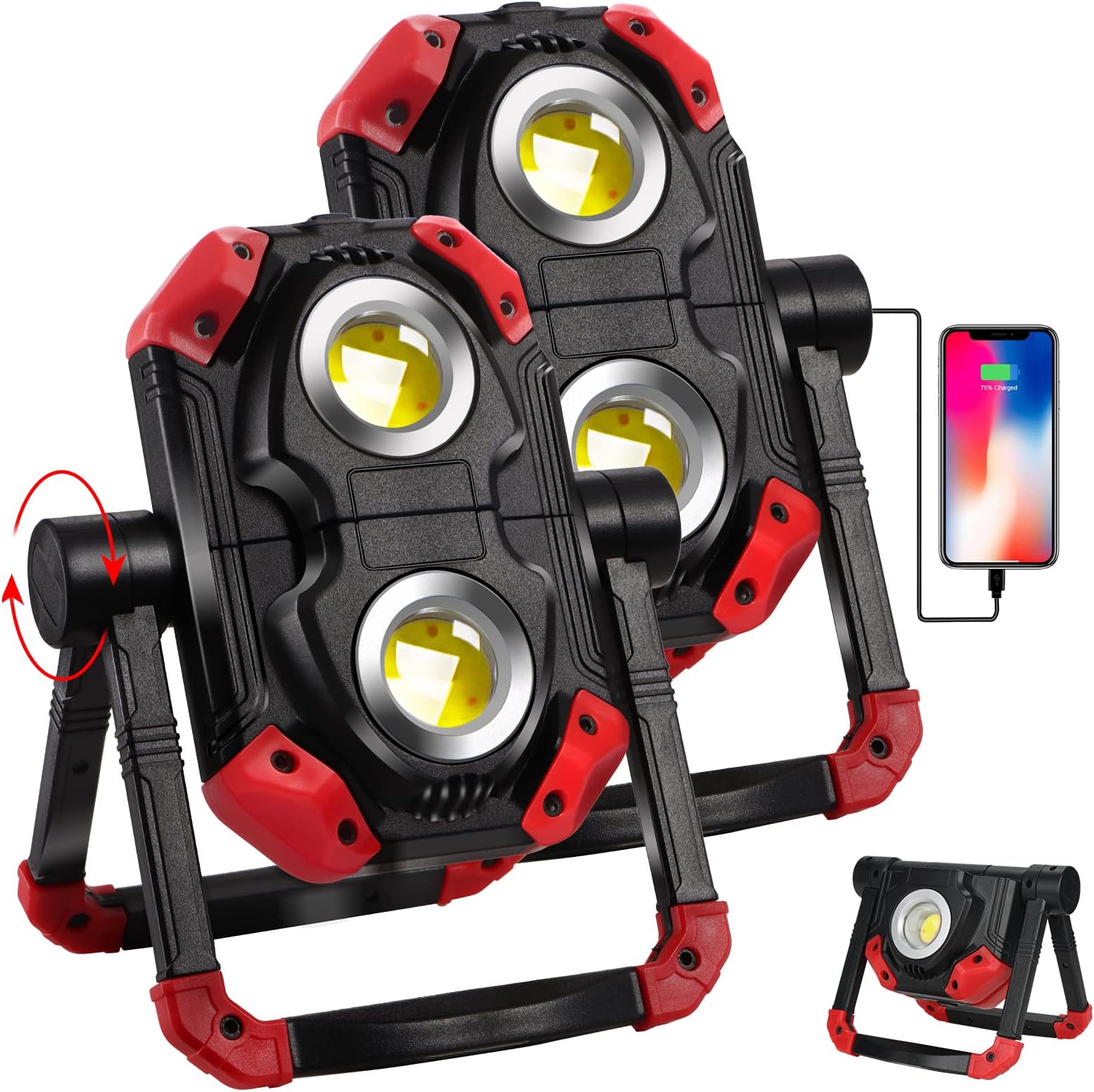 2PCS Handy Cordless LED Work Light BriteWith Magnetic Base, Outdoor ...