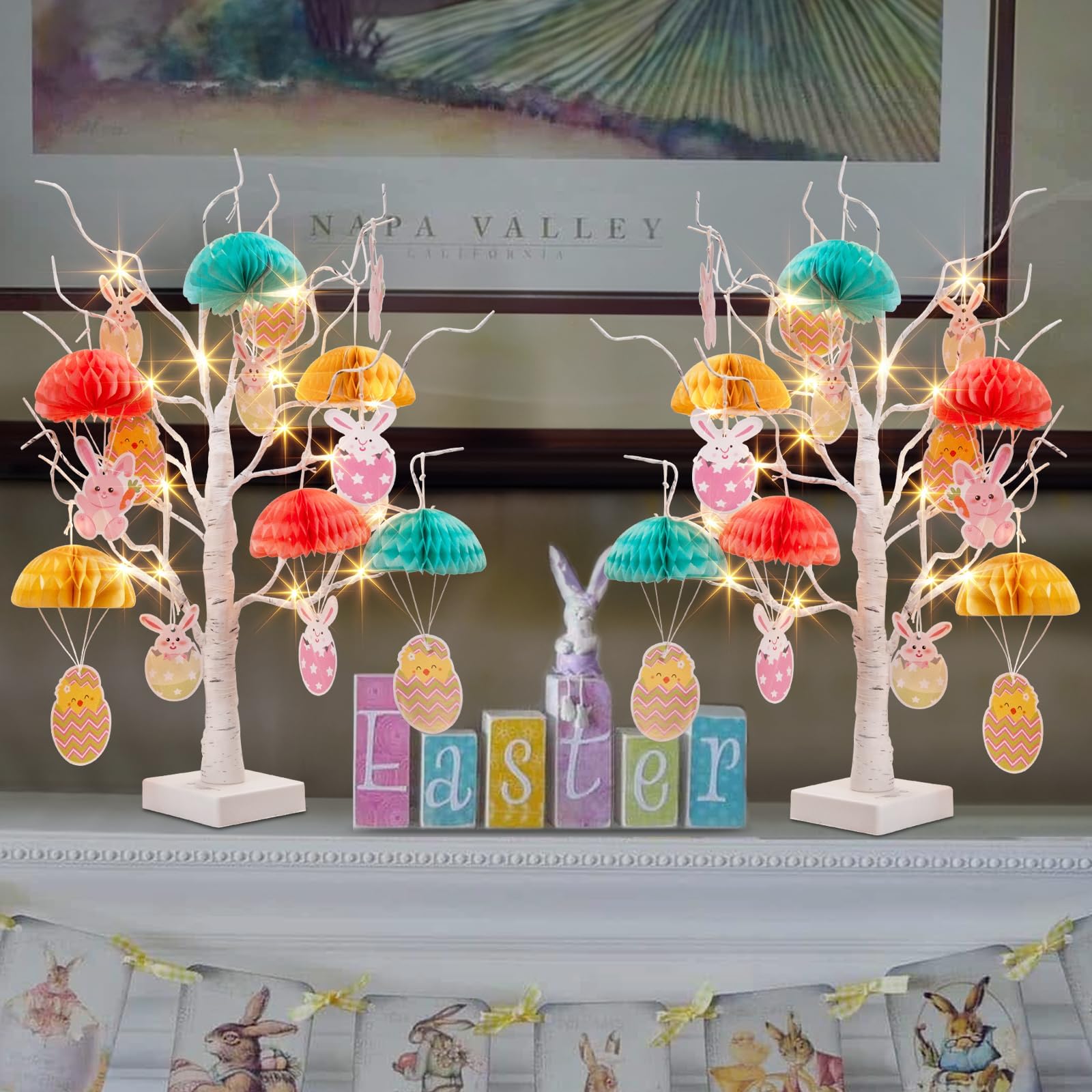 Amazon.com: Easter Decorations, PABIPABI Easter Egg Tree Lights, Set of ...