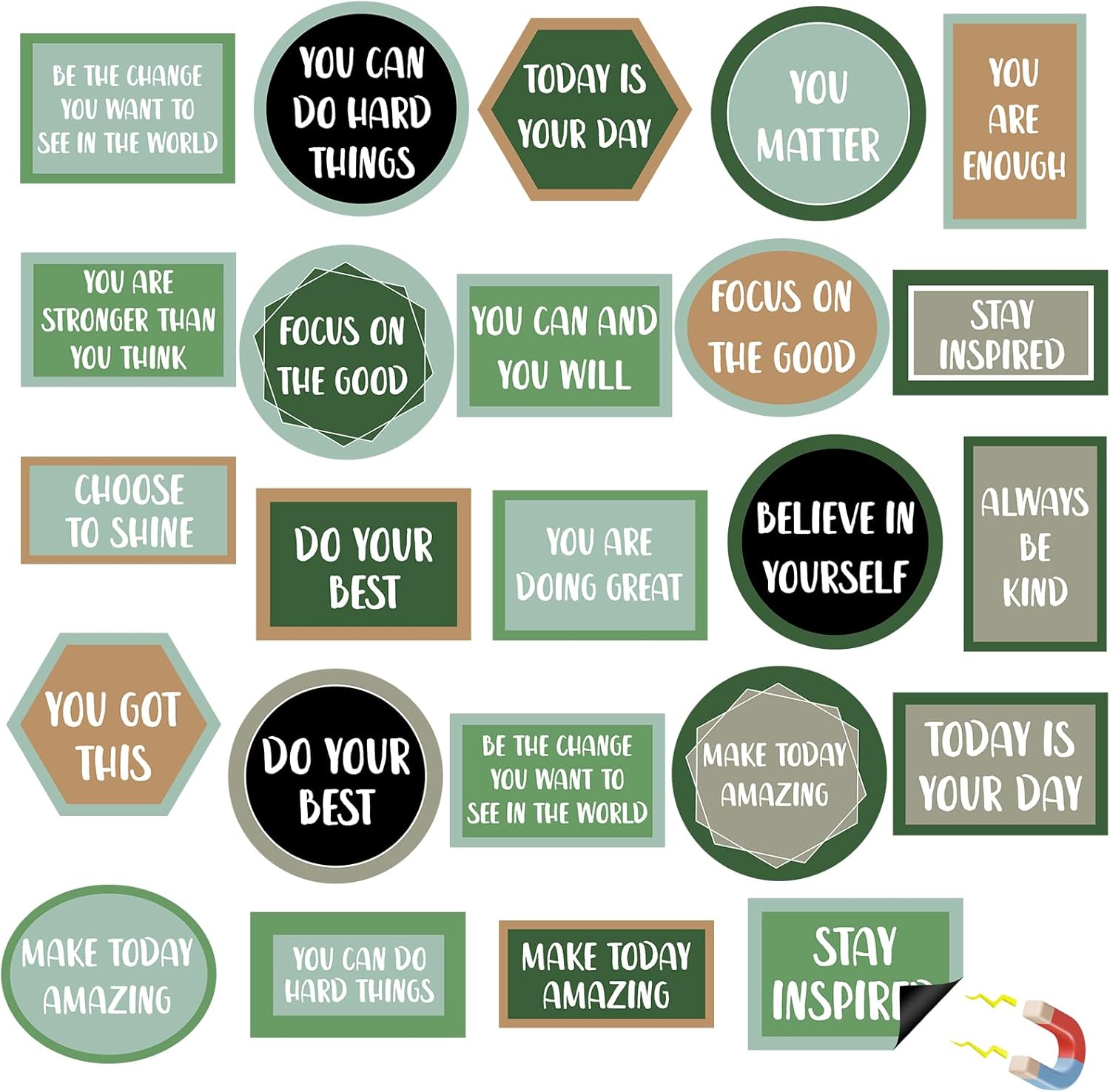 Amazon.com: 24Pcs Magnetic Greenery Growth Mindset Bulletin Board Set ...