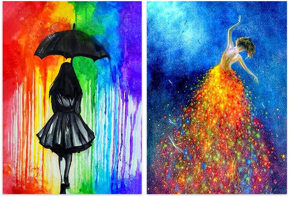 Amazon.com: 2-Piece DIY 5D Diamond Art Set for Adults or Children, Full ...