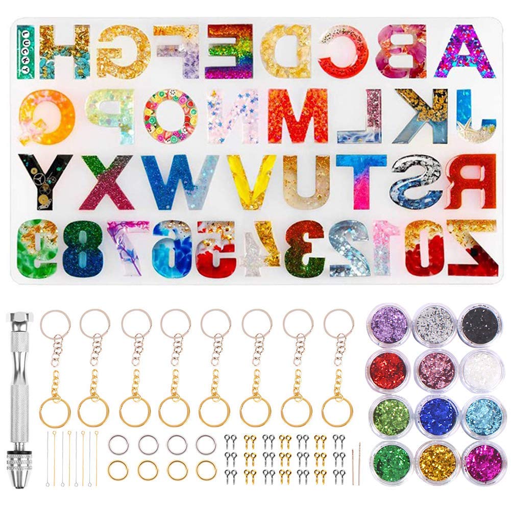 HASTHIP® Alphabet Resin Art Kit with Moulds, Letter and Numbers Resin ...