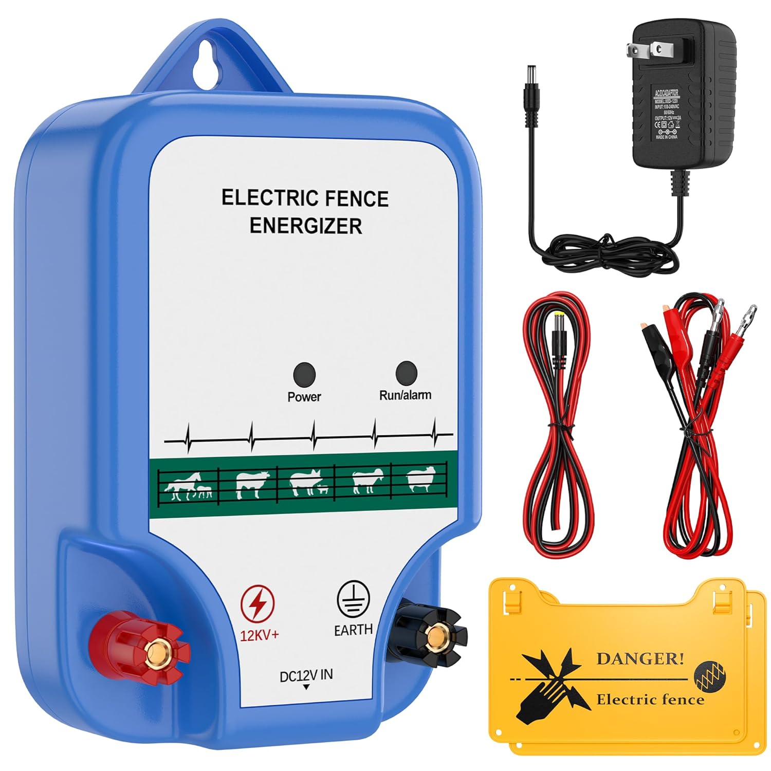 Amazon.com: Electric Fence Charger - 12 kV 3 Joules High-Power Electric ...