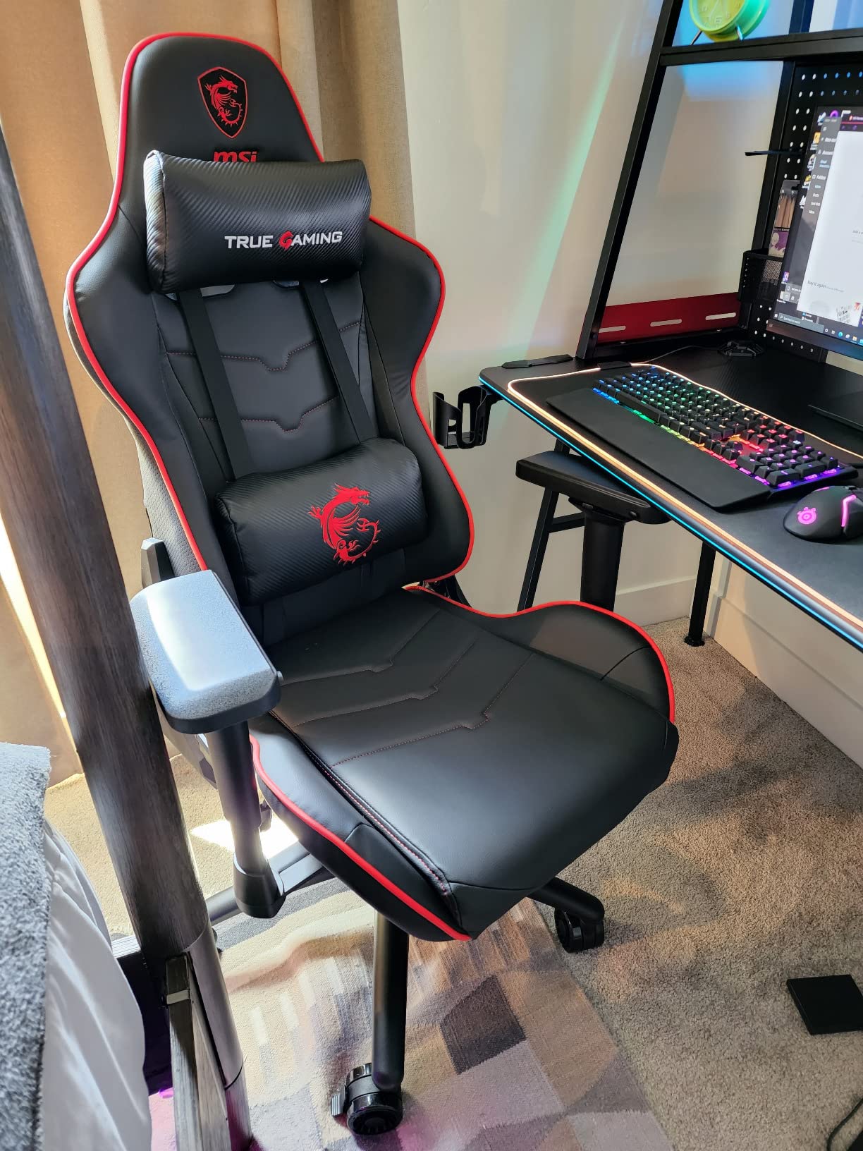 Amazon.com: MSI MAG CH120X Gaming Chair 'Black and Red Leather, Steel ...