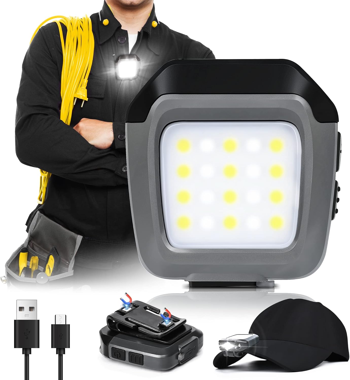 Hopedone LED Hat Light, 4Modes 600Lumens Rechargeable Clip on Cap ...