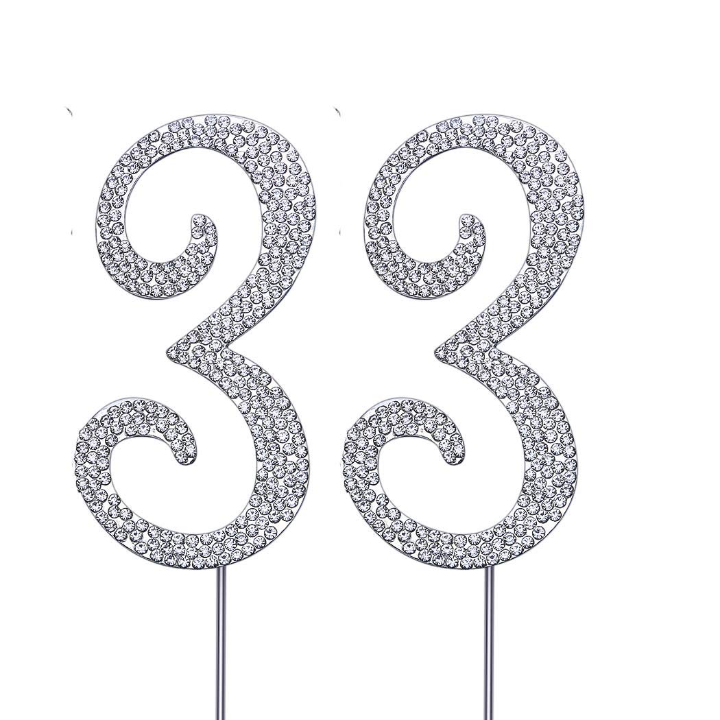 Amazon.com: MAGJUCHE Silver 33" Crystal Cake Topper, Number 33 ...
