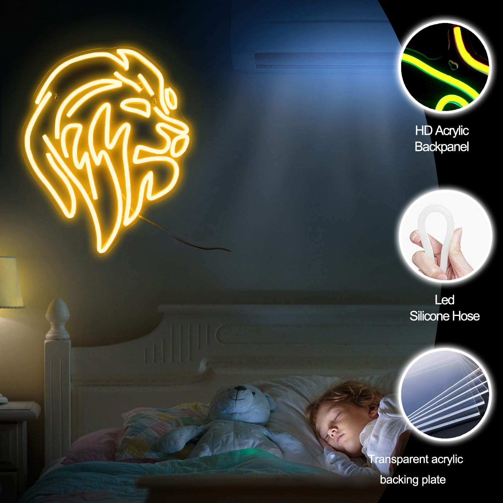 GUAN-O Lion Neon LED Sign The Lion King Neon Sign For Wall Decor Led ...