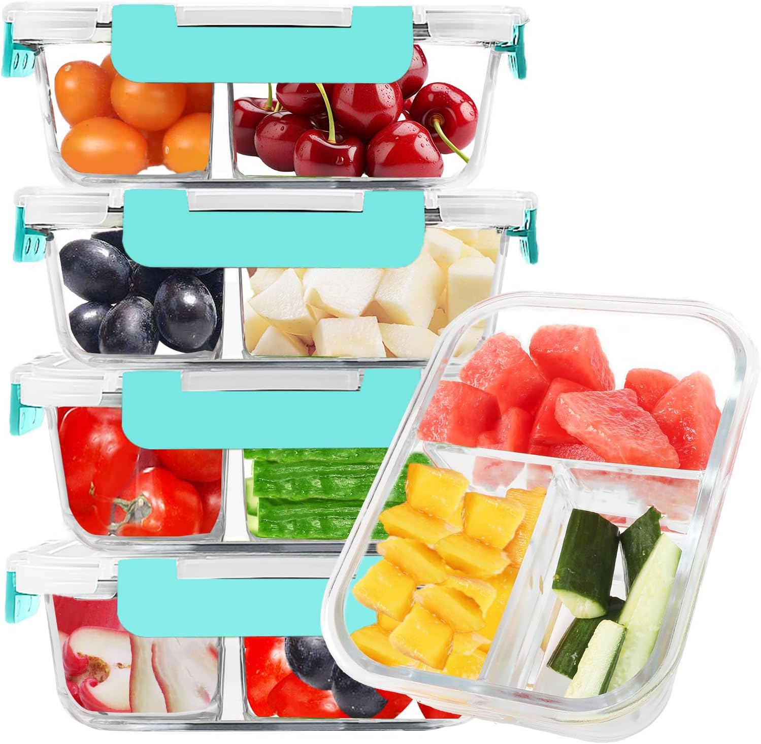 Amazon.com: BAYZZ 5 Pack 35 Oz Glass Meal Prep Containers 3 ...