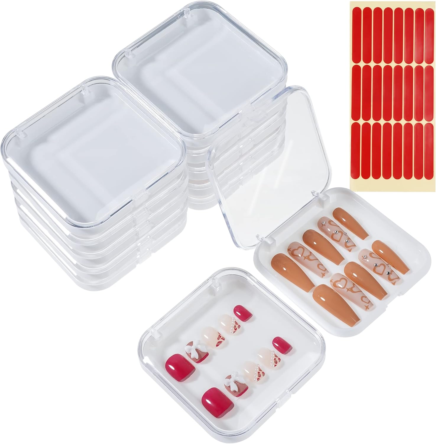 Amazon.com: ISKYBOB 12 Packs Press On Nails Storage Boxes, Fake Nails ...