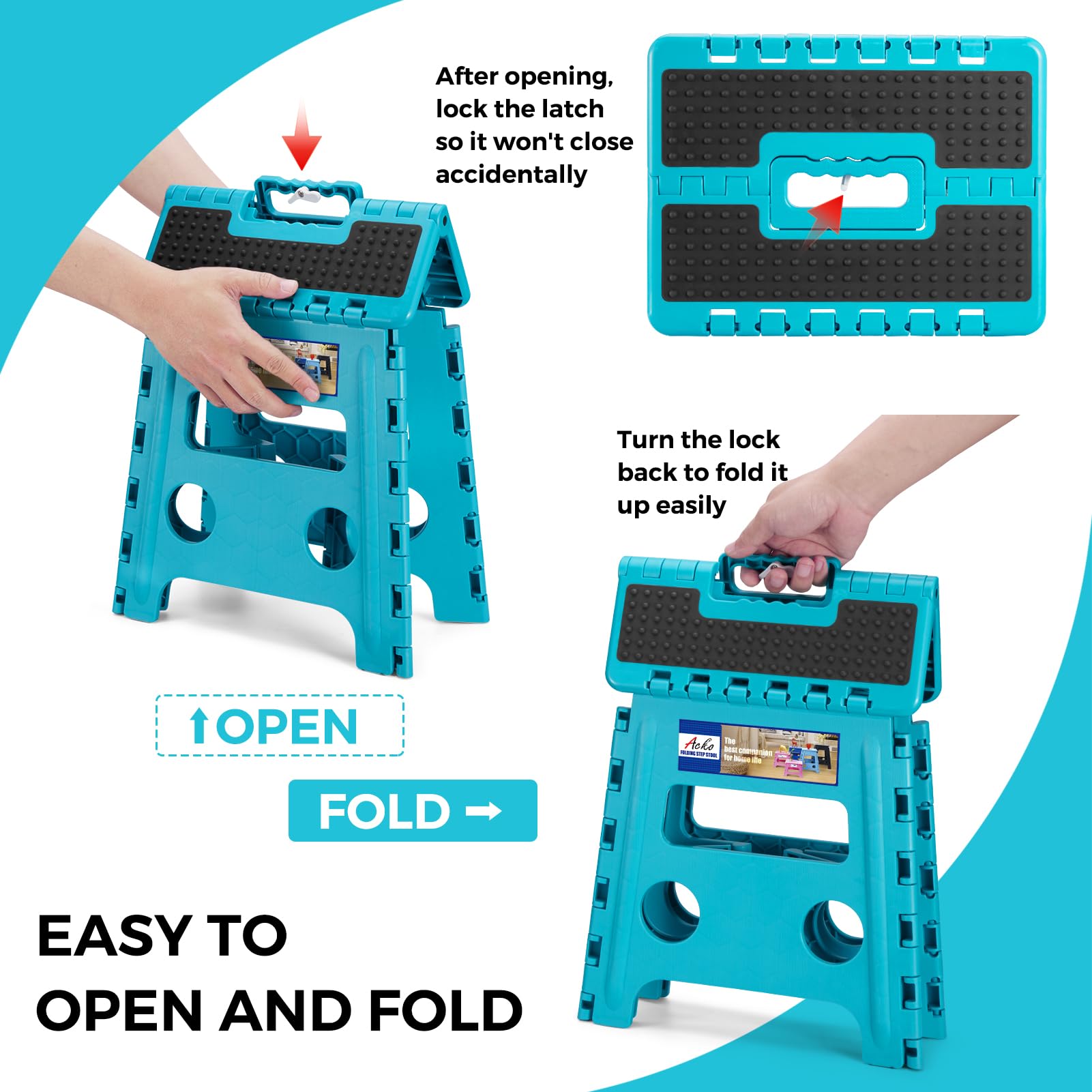 Snapklik.com : ACKO Folding Step Stool - 13" Premium Heavy Duty ...