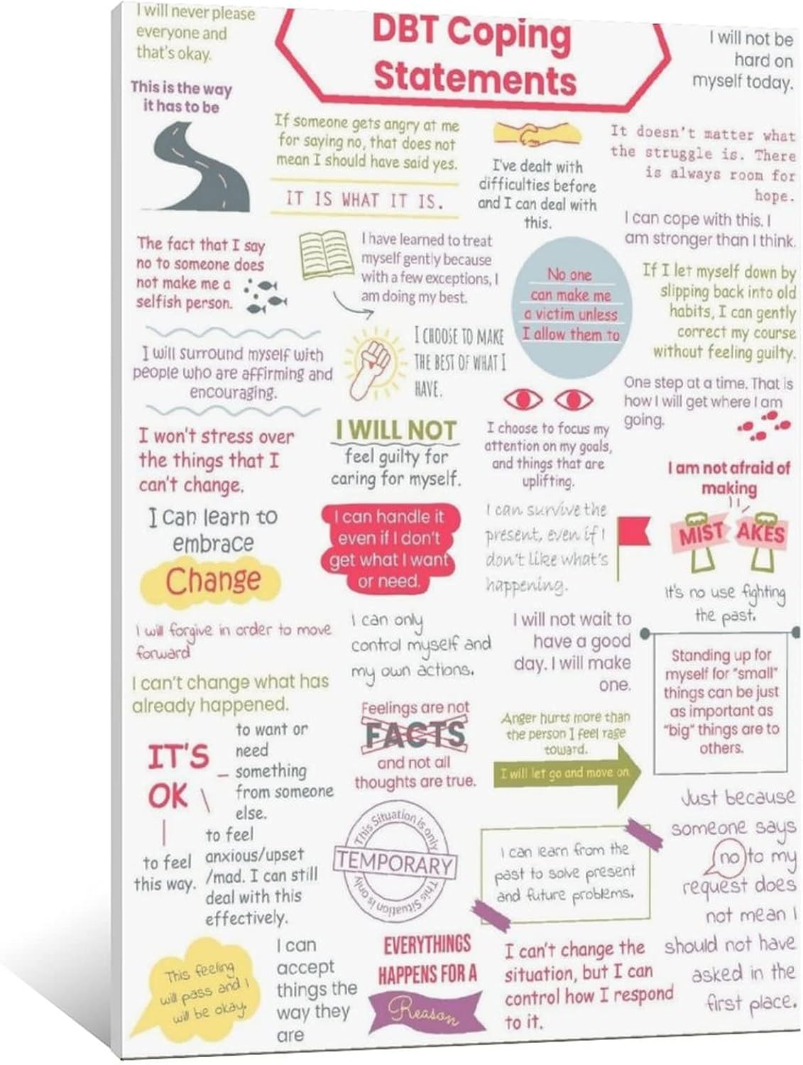 Wall Art Poster DBT Coping Statements Affirmations Quotes Poster Gift ...