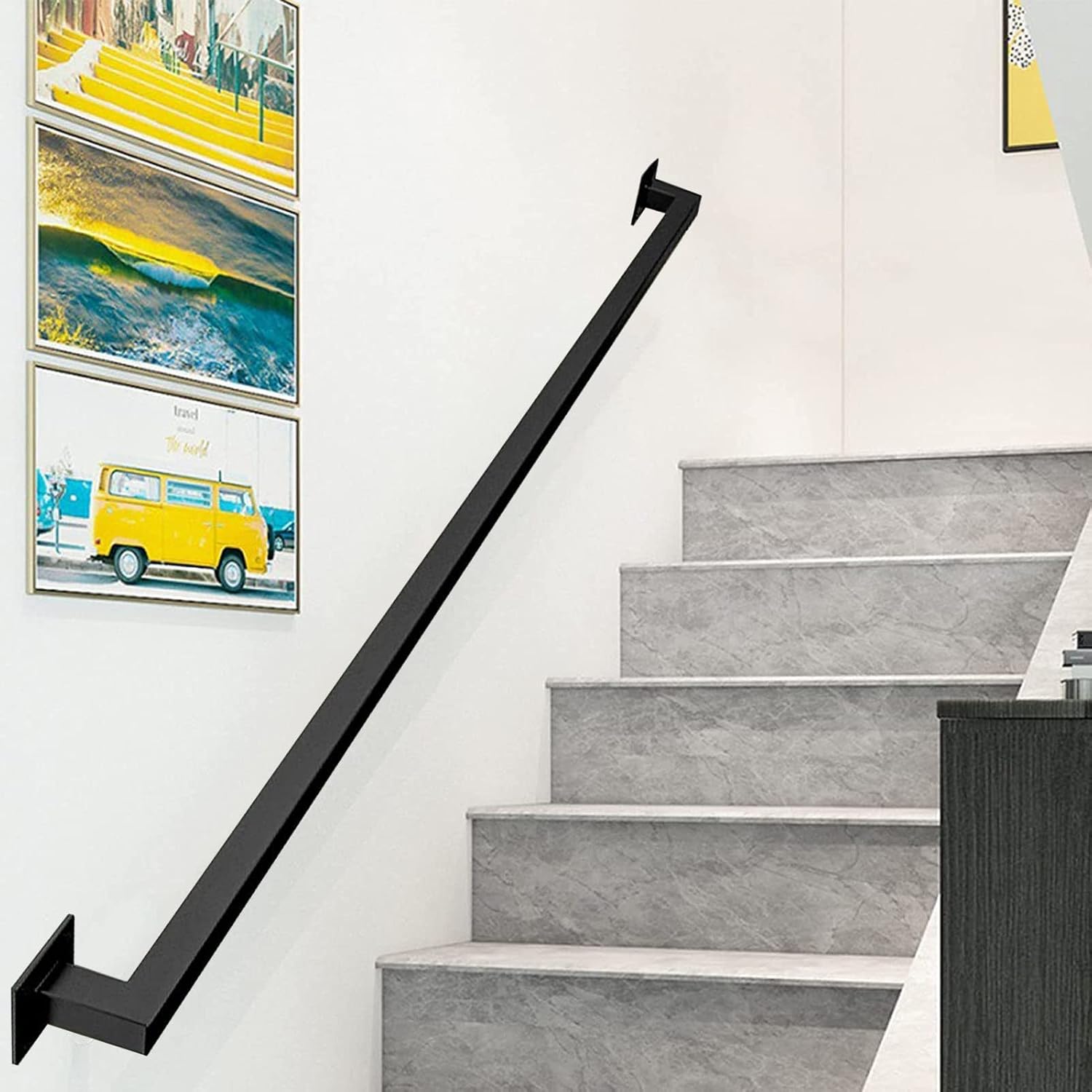 Amazon.com: Square Pipe Stair Handrail Railing, 1ft-20ft Black ...