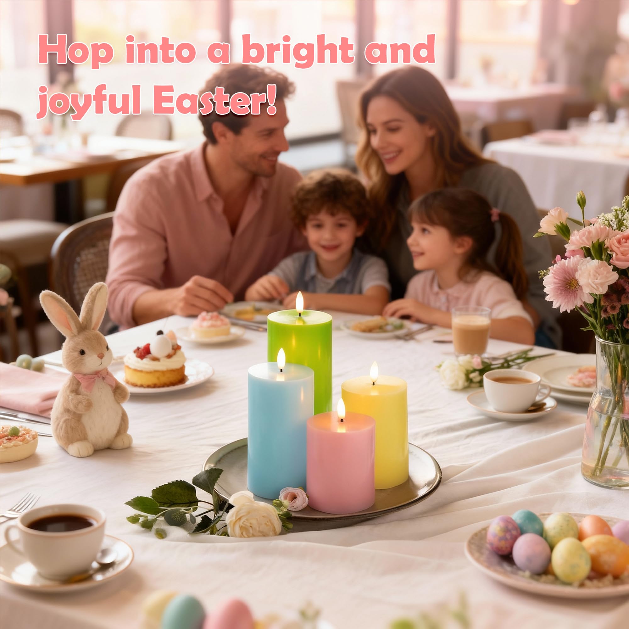 Snapklik.com : LUSHARBOR Flameless Easter Candles, 4 Pack Pastel ...