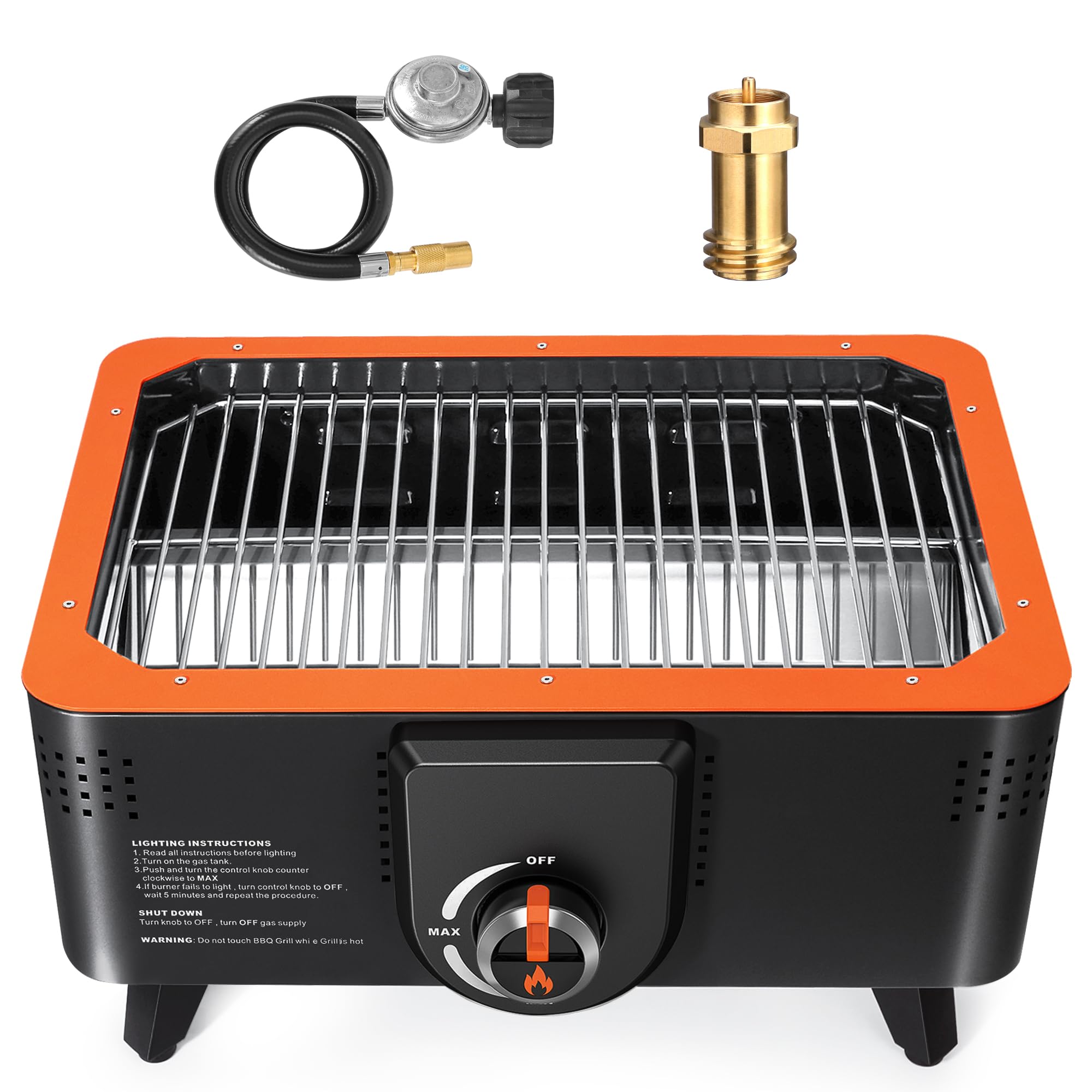 Amazon.com: Portable Propane Gas Grill, Tabletop Gas and Charcoal Grill ...