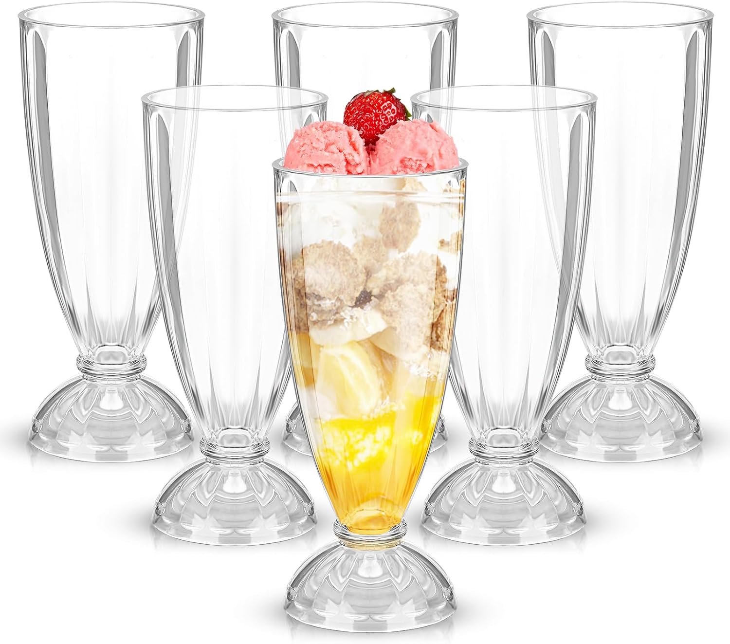 Amazon.com | Leumoi 6 Pack 12.6 oz Milkshake Glass Clear Old Fashioned ...