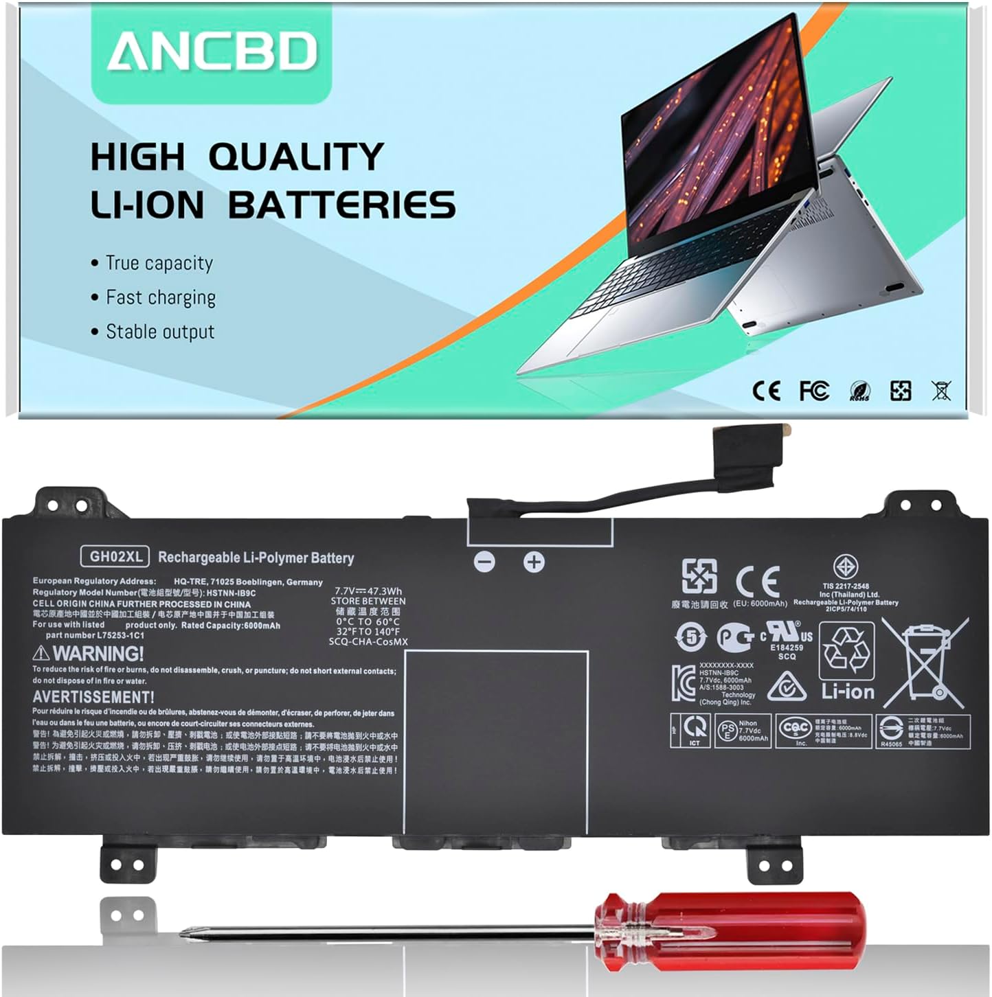 Amazon.com: ANCBD GH02XL GHO2XL Laptop Battery Replacement for HP ...
