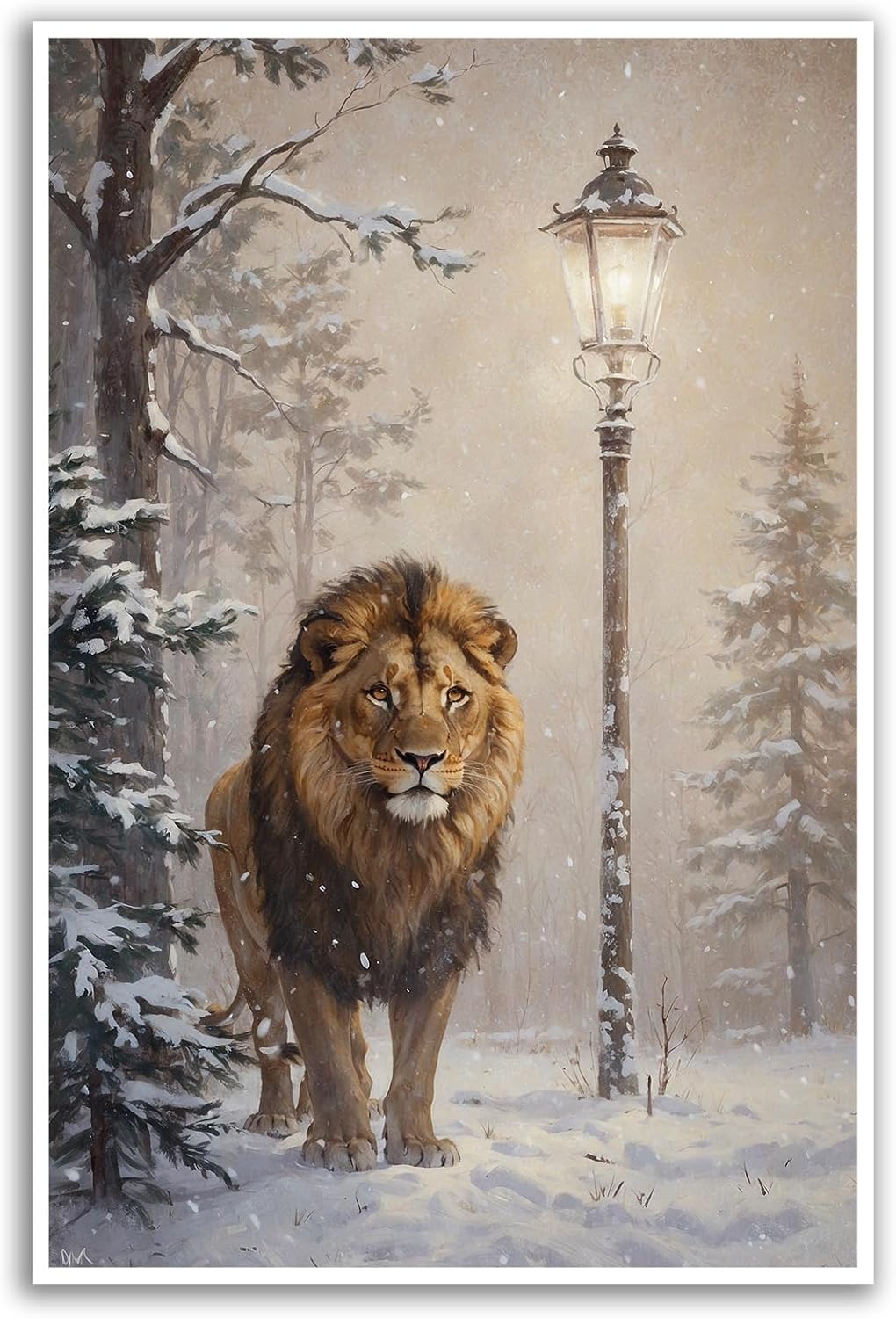 Amazon.com: GAWQXEYD Narnia Art Print Lamppost and Aslan Winter Wall ...