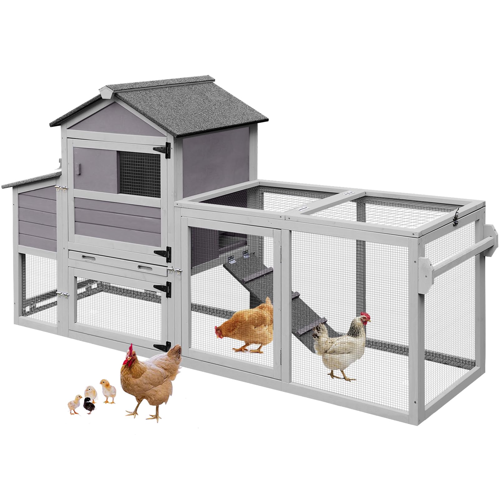 Buy Chicken Coop, Mobile Chicken House for Outdoor with Wheels, Nesting ...