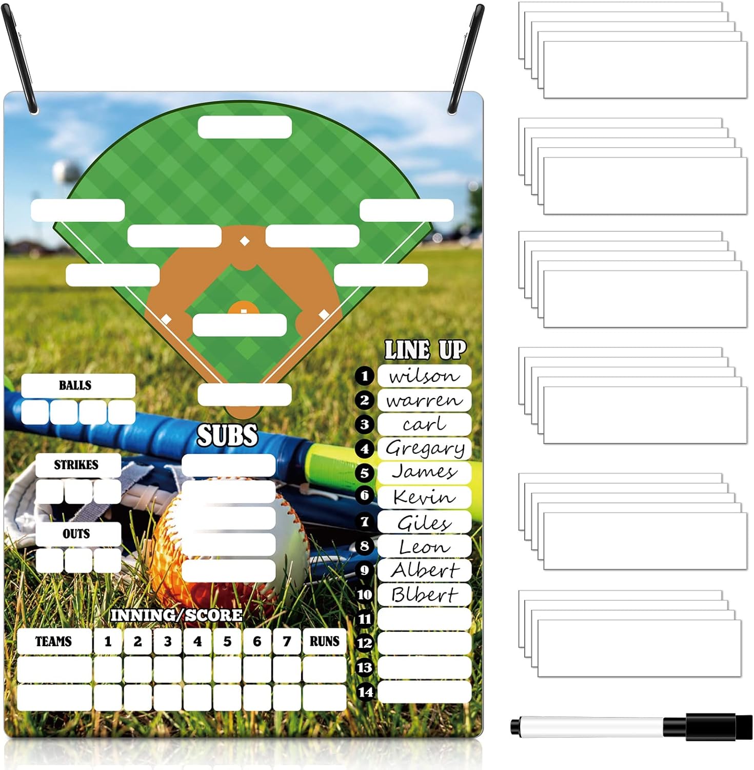 Amazon.com : Metal Magnetic Dugout Board Set Hanging Magnetic Baseball ...