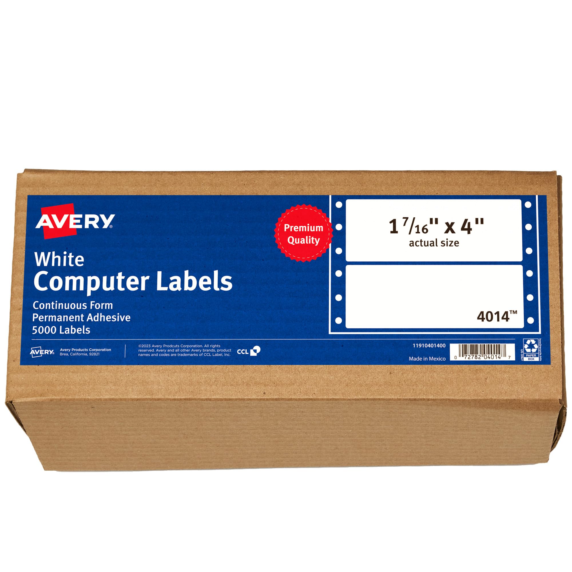 Amazon.com : Avery White Computer Labels, 1-7/16" x 4", Dot Matrix ...