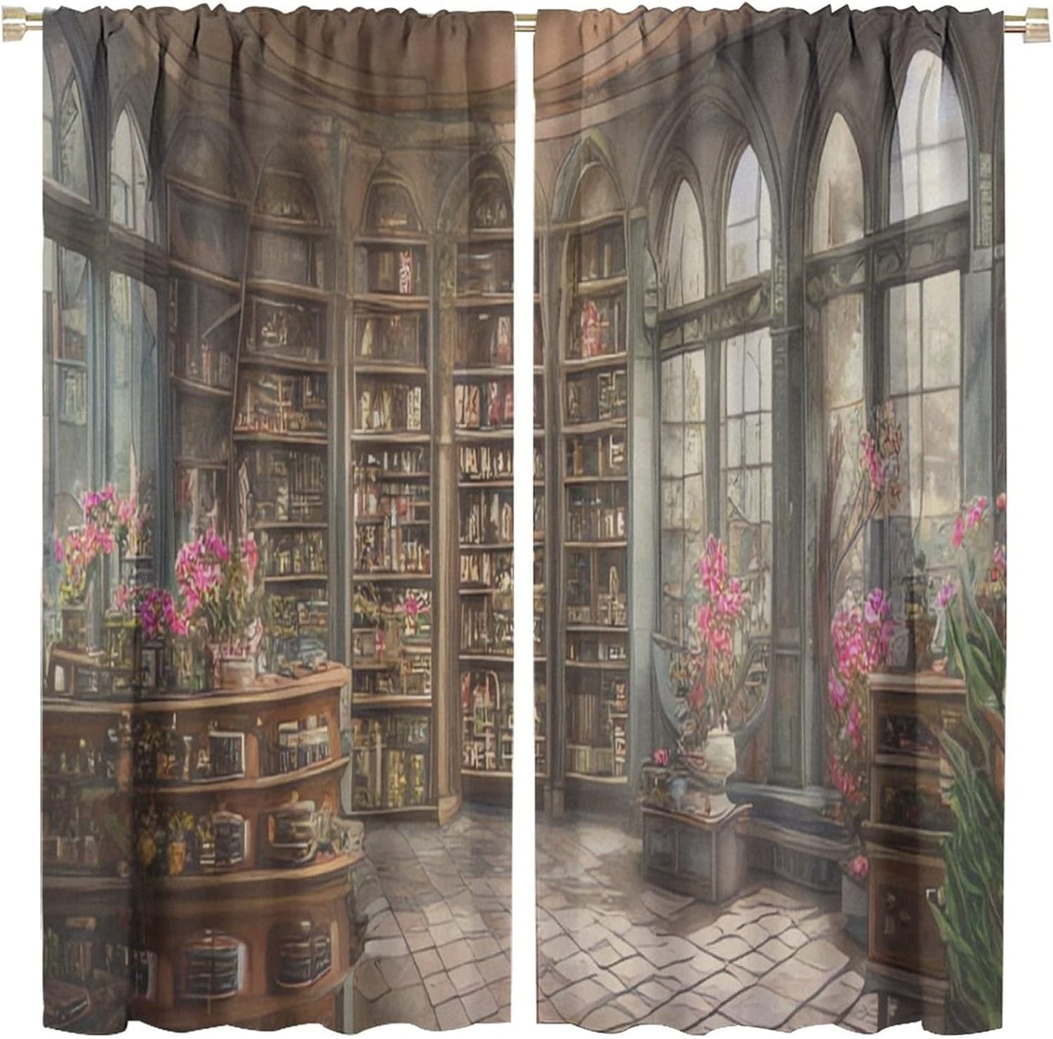 Amazon.com: Bookshelf Curtain Vintage Library Gothic Bookcase Creepy ...