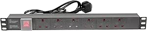 IONZ 6-Way Horizontal 13A Switched PDU 19-Inch 1U Standardised Power Distribution Unit: Amazon ...