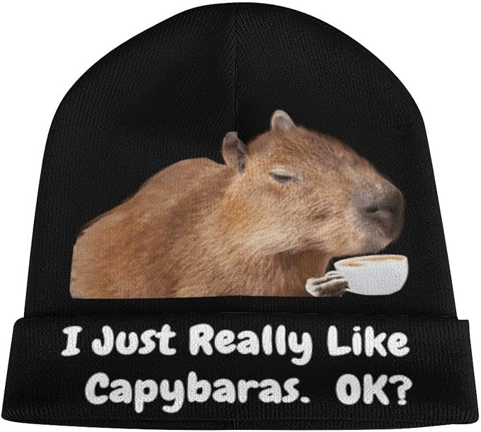 Capybara Sipping Coffee Knit Beanie Hats for Men Women,I Just Really ...