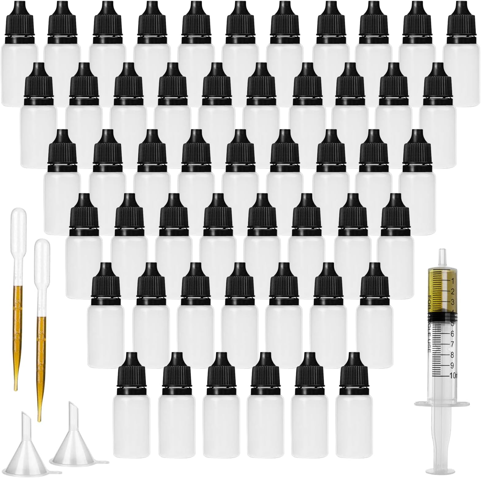 FINEASY 25 Pcs Dropper Bottles 50ml & 10ml, Plastic Squeezable Eye ...