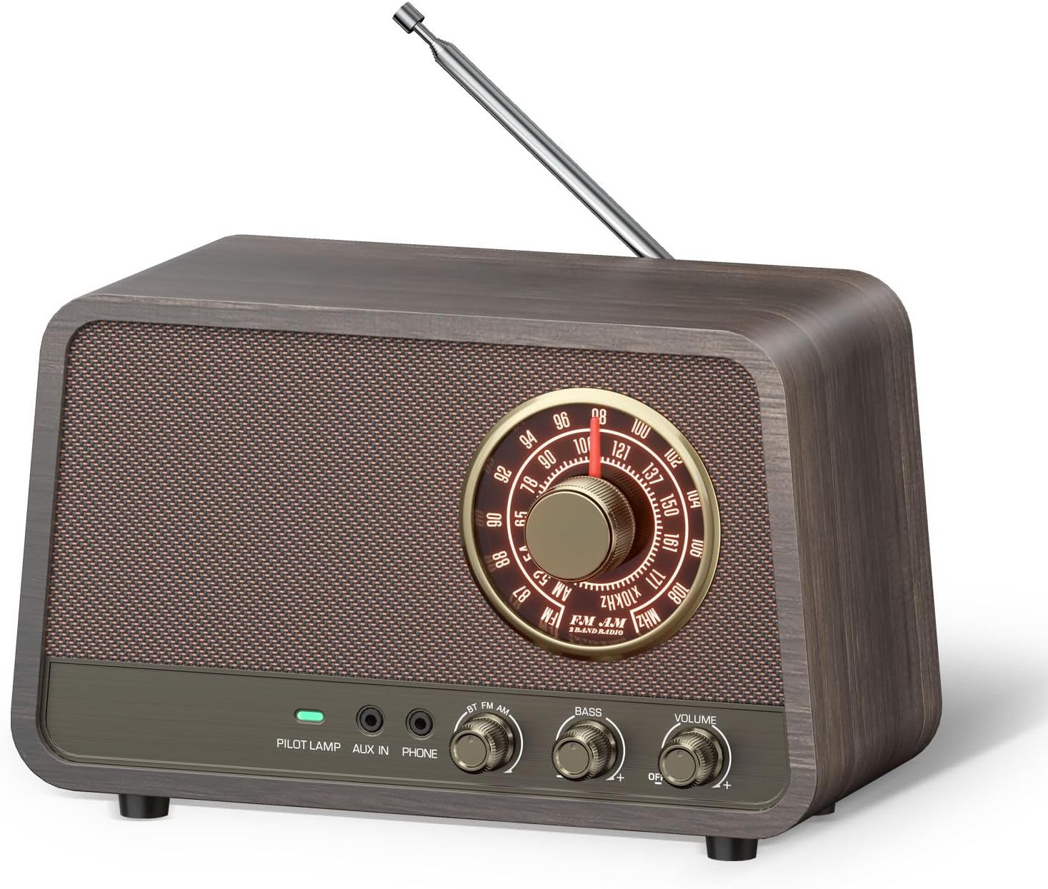 Amazon.com: Victrola Wooden Desktop FM Radio with Bluetooth, Farmhouse ...