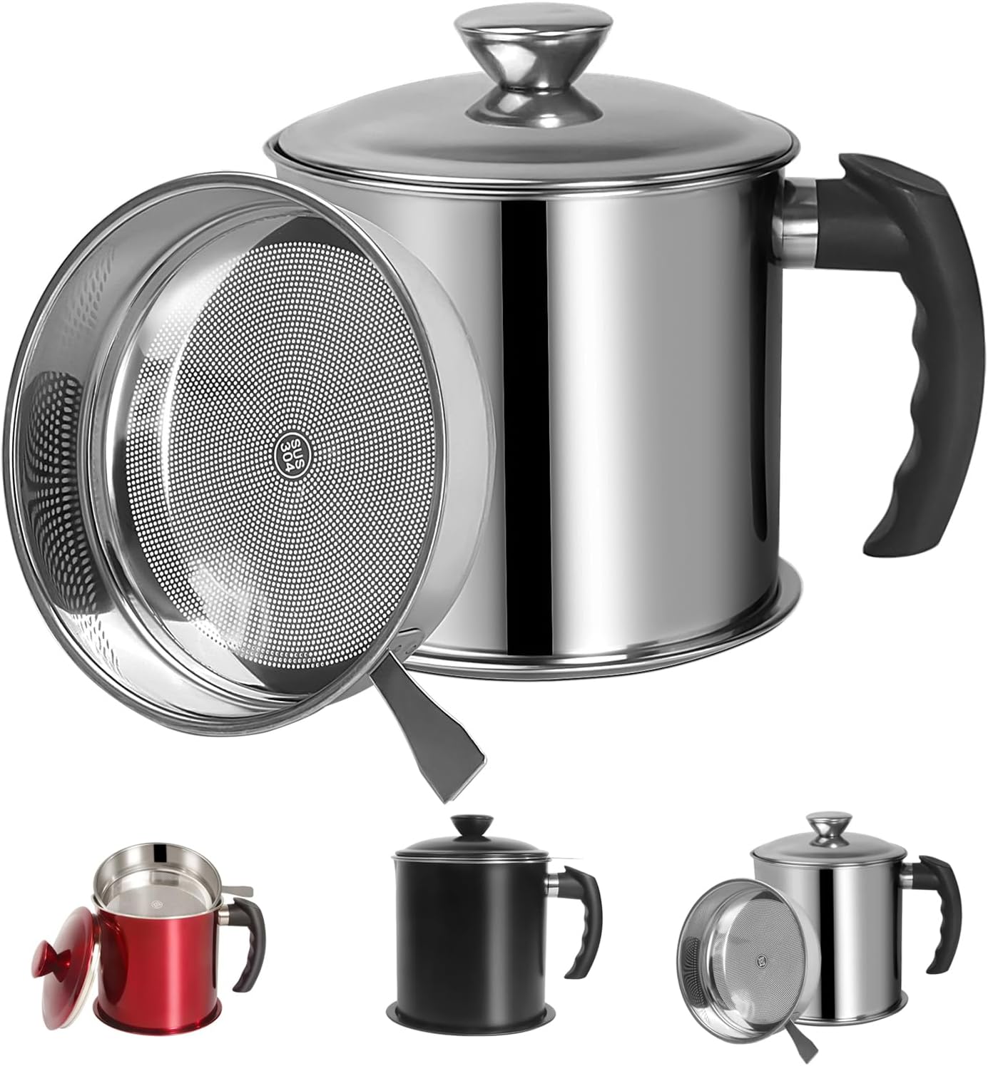 Amazon.com: Bacon Grease Container with Strainer 1.3 L / 44 oz ...