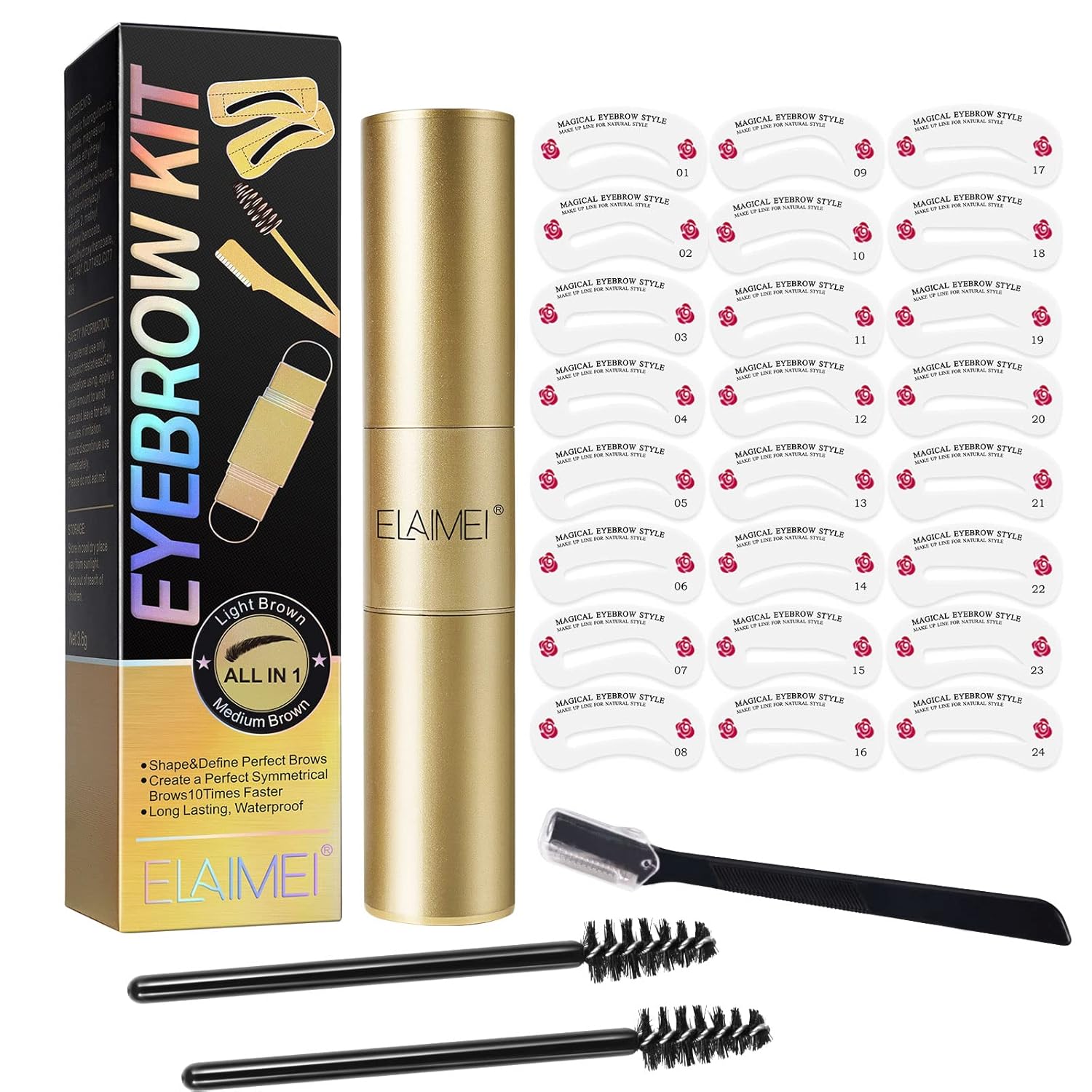 Amazon.com : Eyebrow Stamp Stencil Kit - Upgrade Dual-tone Brow Stamp ...