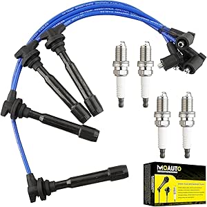 MOAUTO Set of 4 PCS Iridium Spark Plugs with Wire Set 27501-23B70 7962 RC-XX90 671-4239 ...