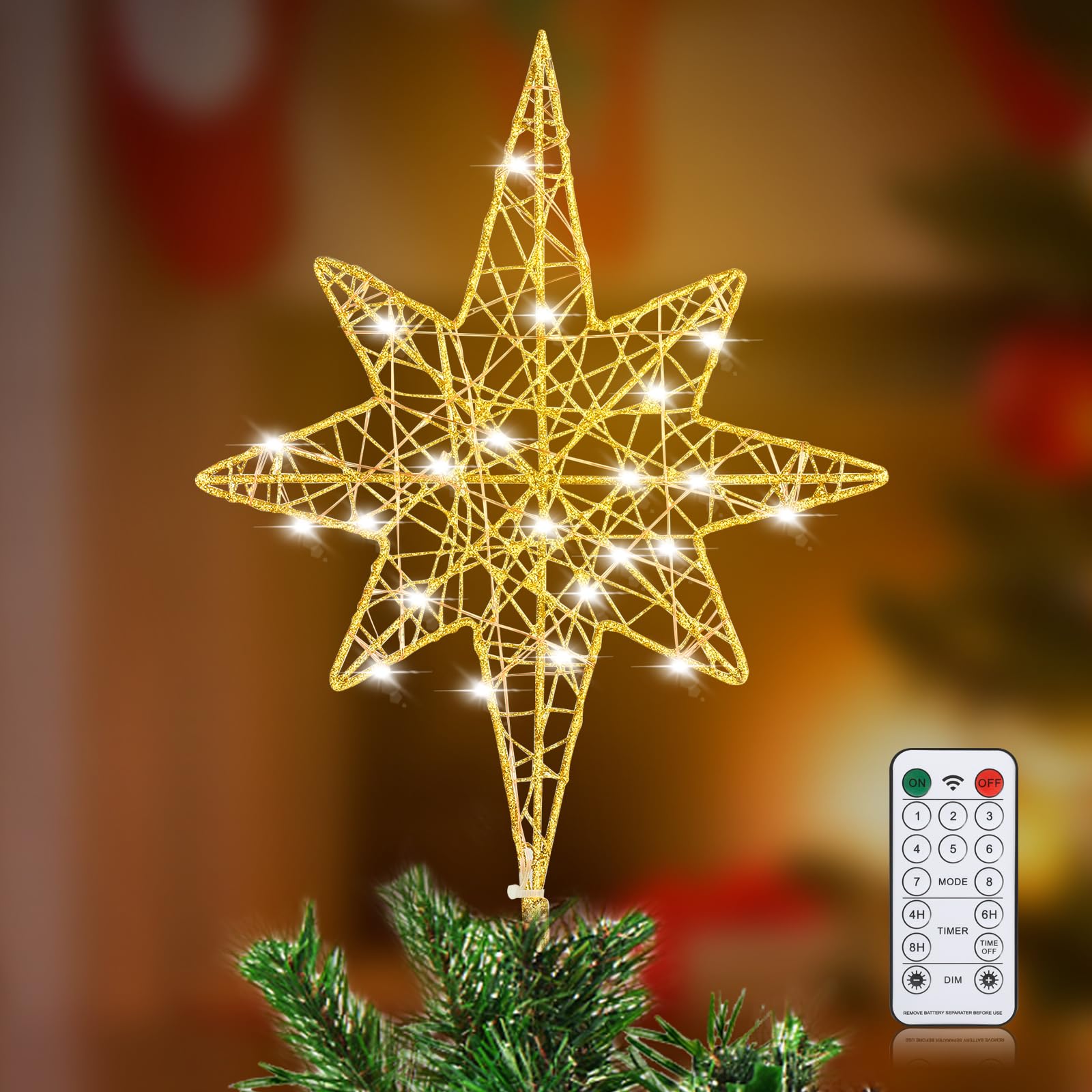 Amazon.com: Qmioti Christmas Star Tree Topper, 12 Inch Lighted ...