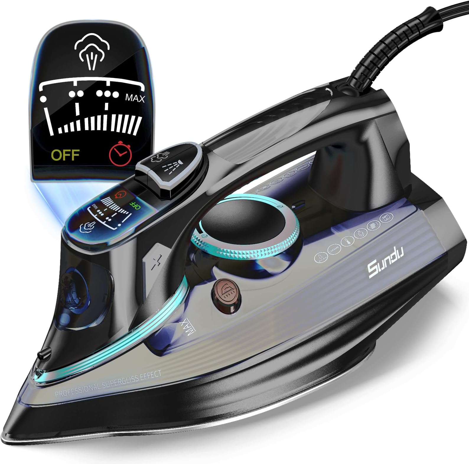 Amazon.com: BEAUTURAL 1800-Watt Steam Iron with Digital LCD Screen ...
