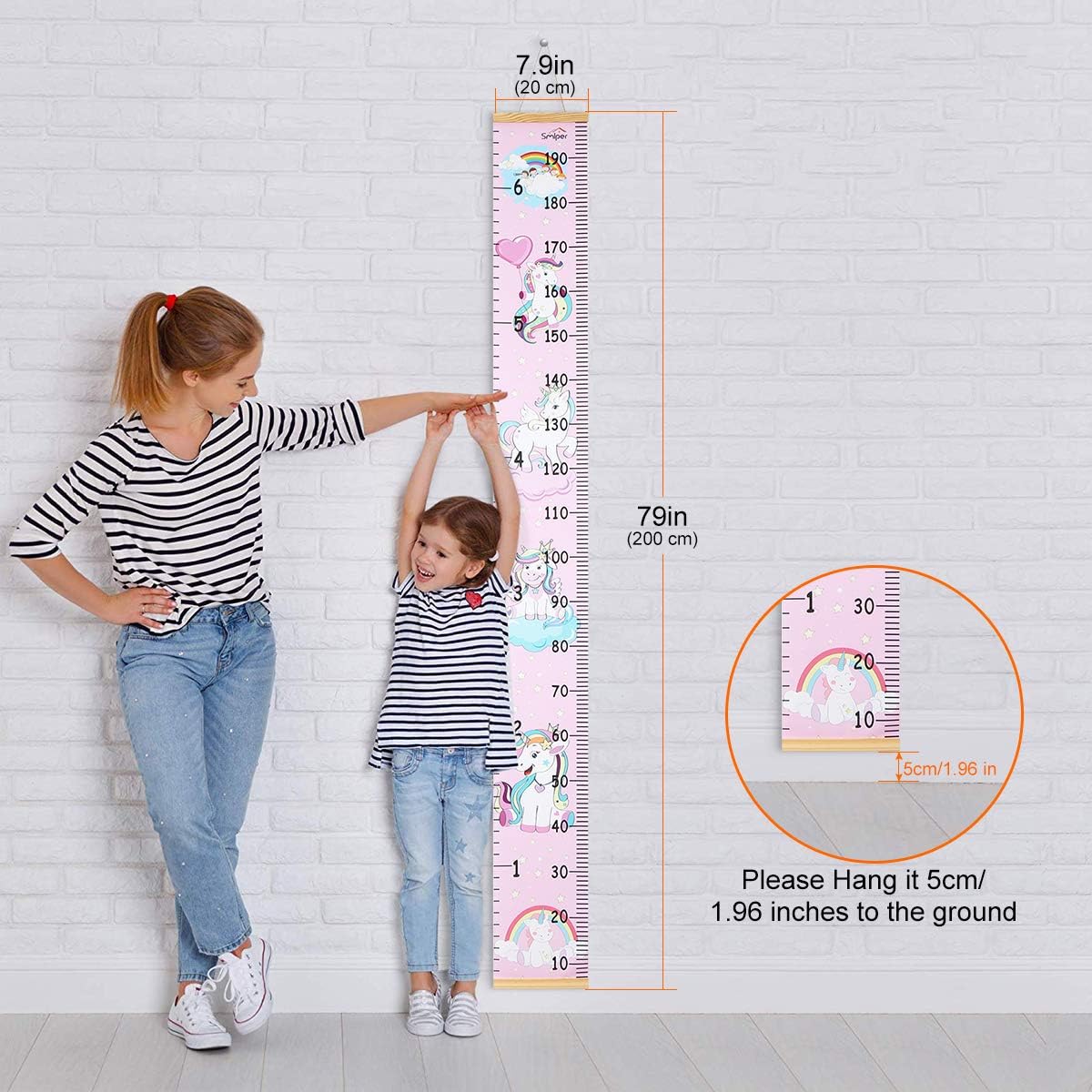 Smlper Height Chart for Kids Wall Hanging Ruler, Canvas Growth Chart ...