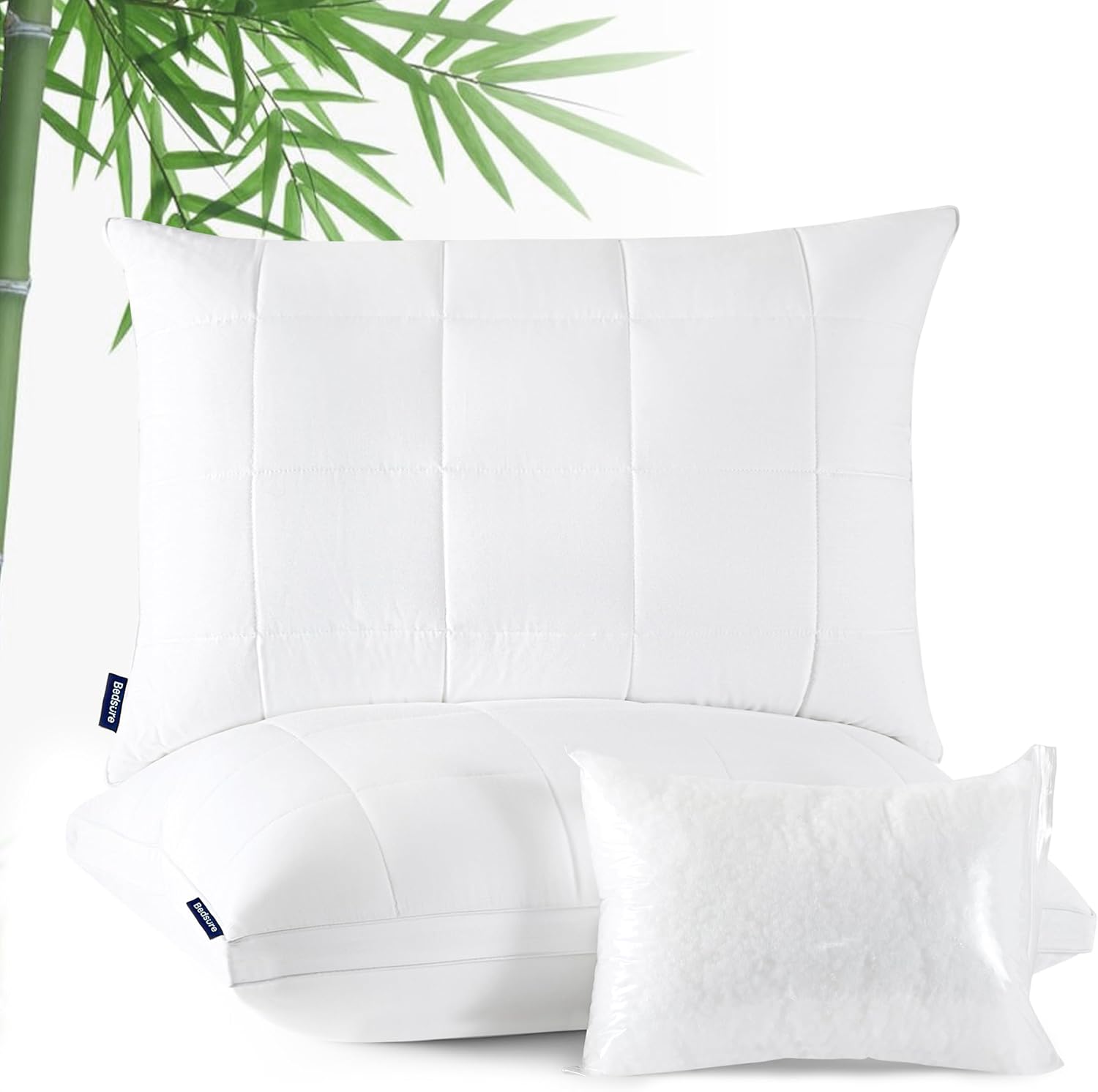 Amazon.com: Bedsure Adjustable Gusseted Fluffy Pillows - Soft Standard ...