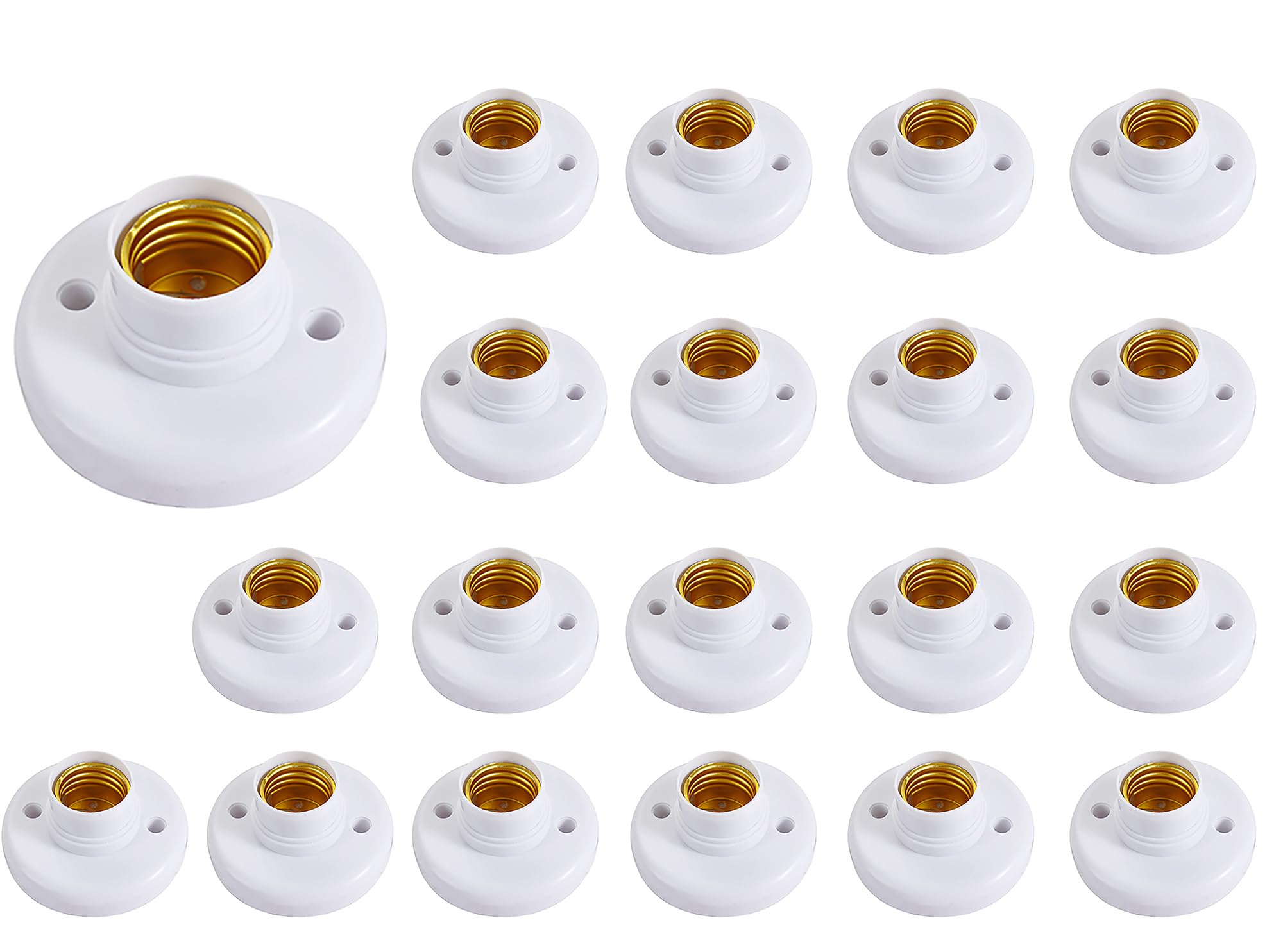 White E26 Medium LED Lamp Screw Base Plastic Base LED Holder Round 78mm ...