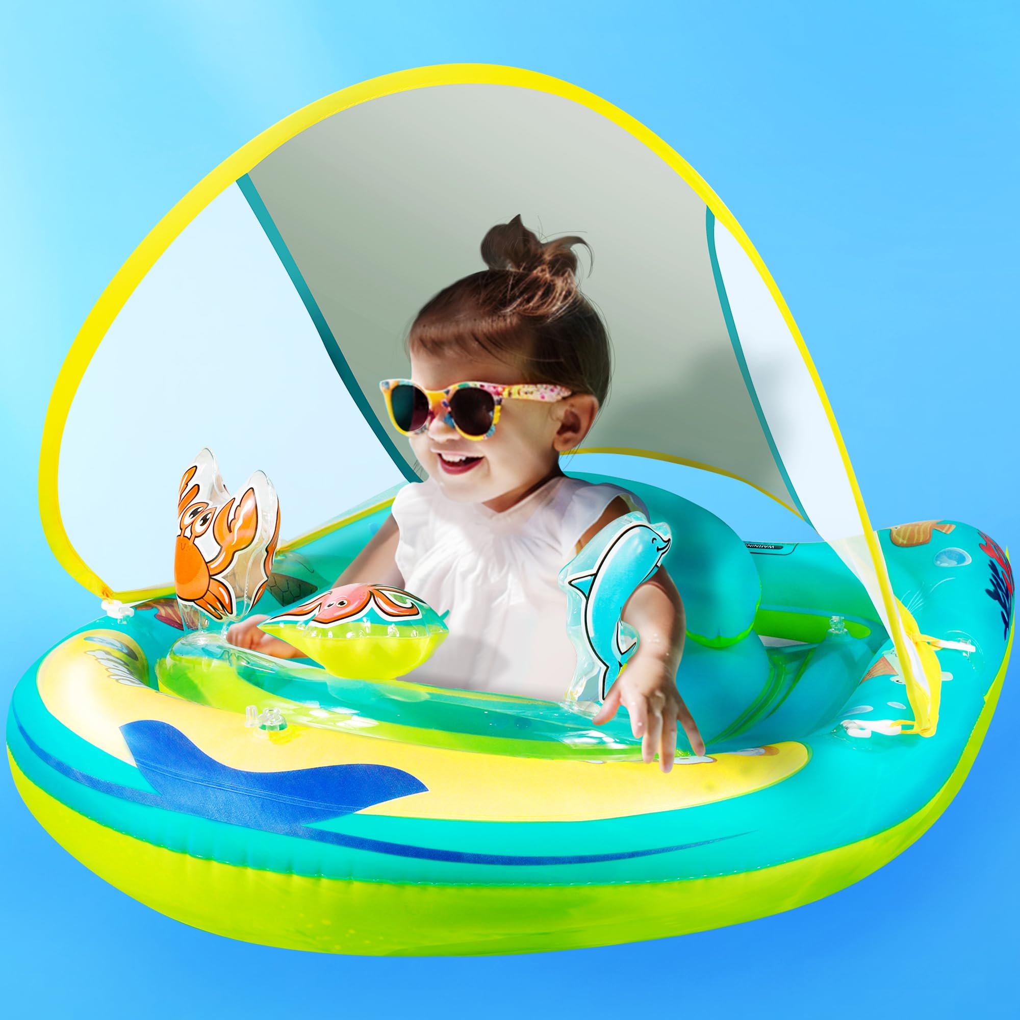 No-Rollover Baby Pool Float with Stabilized Triple Airbags, Raised ...