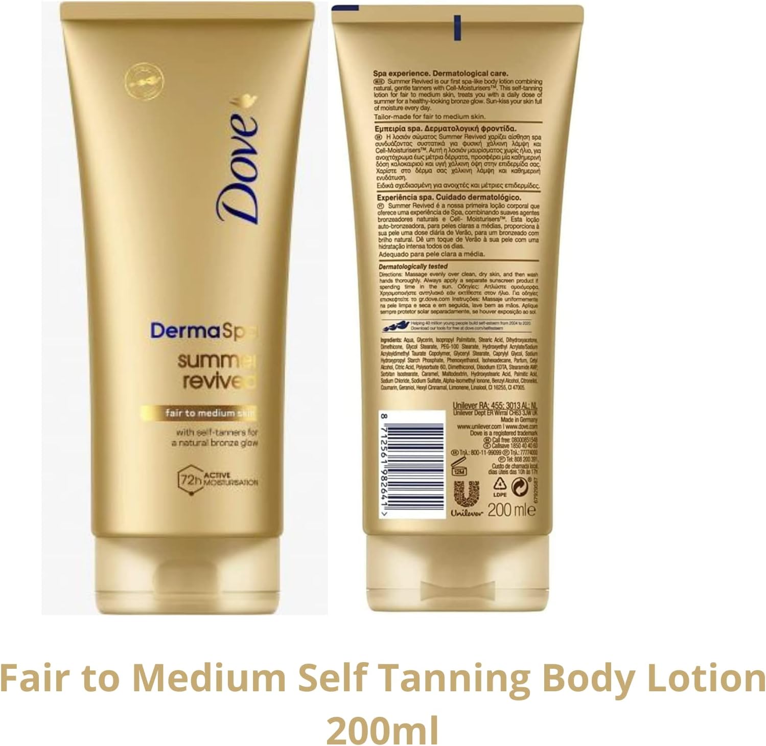 Self Tan Bundle Contains Dove DermaSpa Summer Revived Self Tanning Body ...