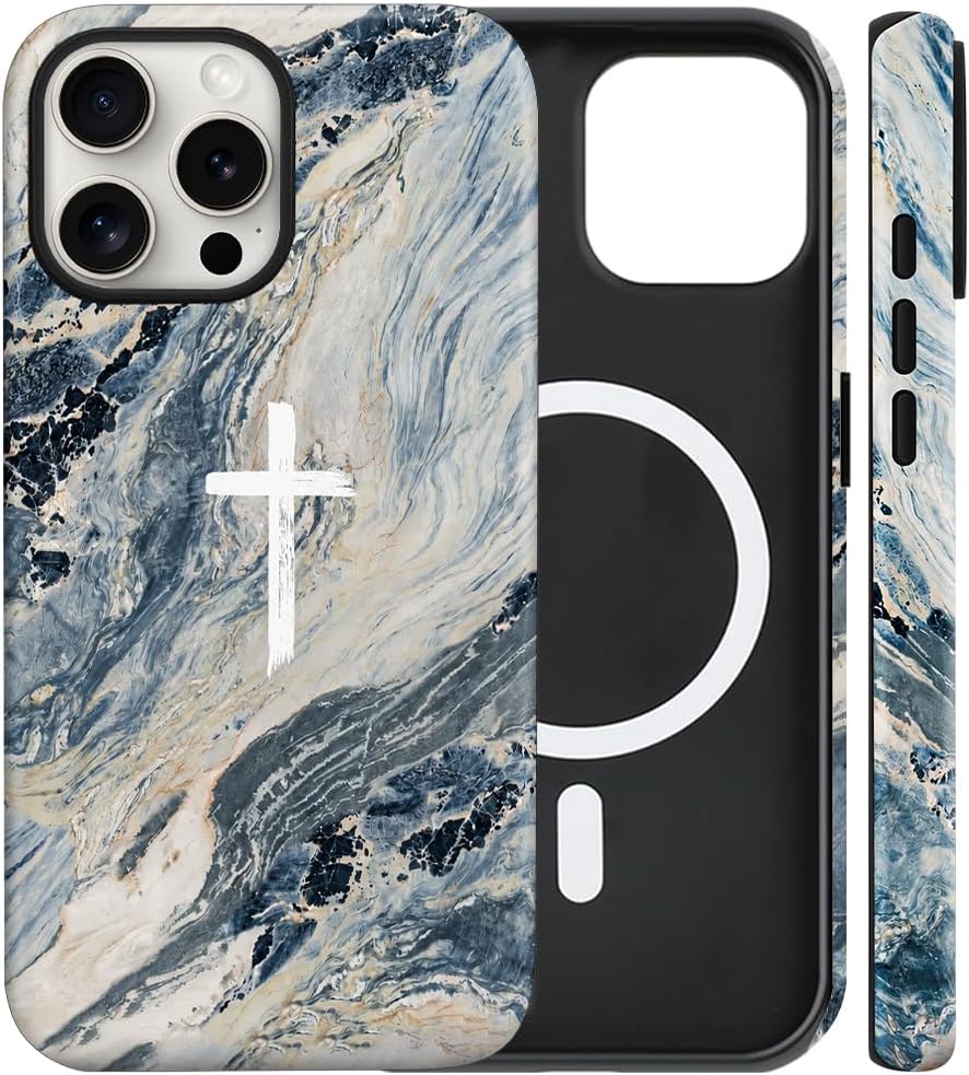 flewfun Magnetic for iPhone 11 Case Christian Cross Marble Phone Case ...