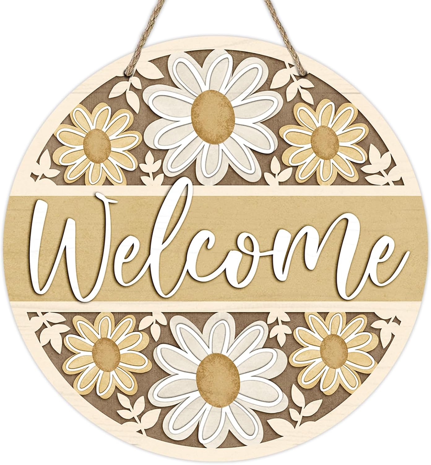 Amazon.com: Deroro Welcome Spring Summer Daisy Flower Front Door Sign ...