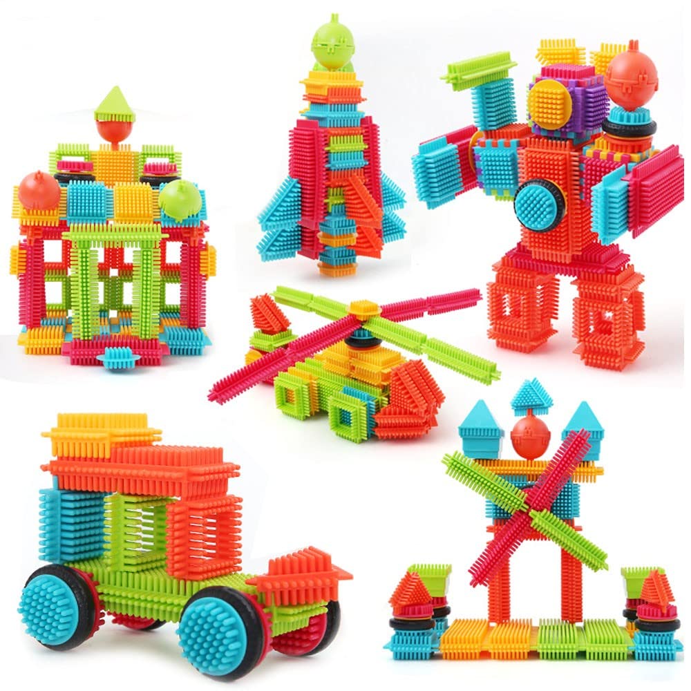 Building Blocks Stacked And Interconnected Block Set 100 Piece Bristle ...