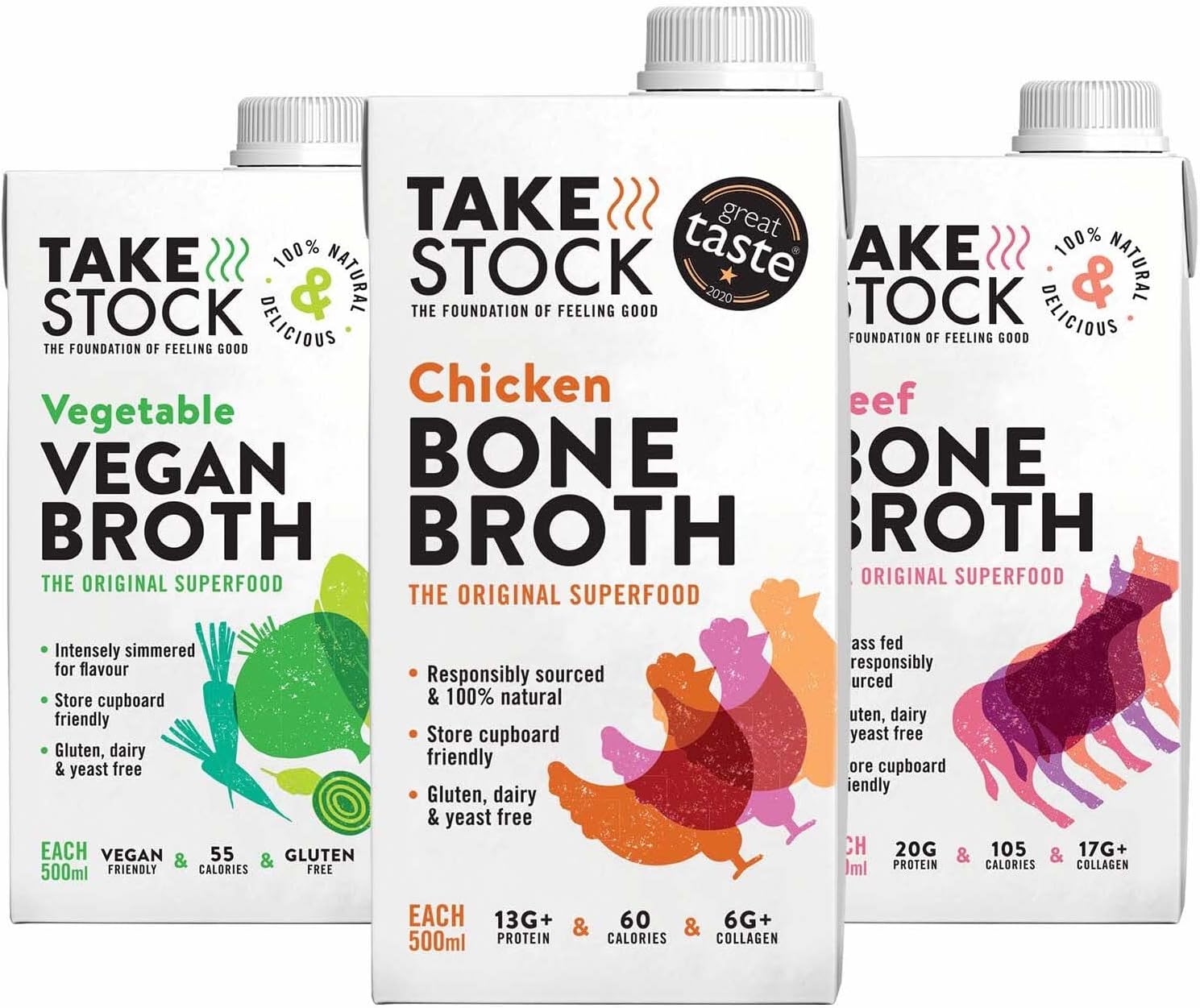 Bone Broth Discovery Pack | Beef, Chicken & Vegetable | Premium Liquid ...